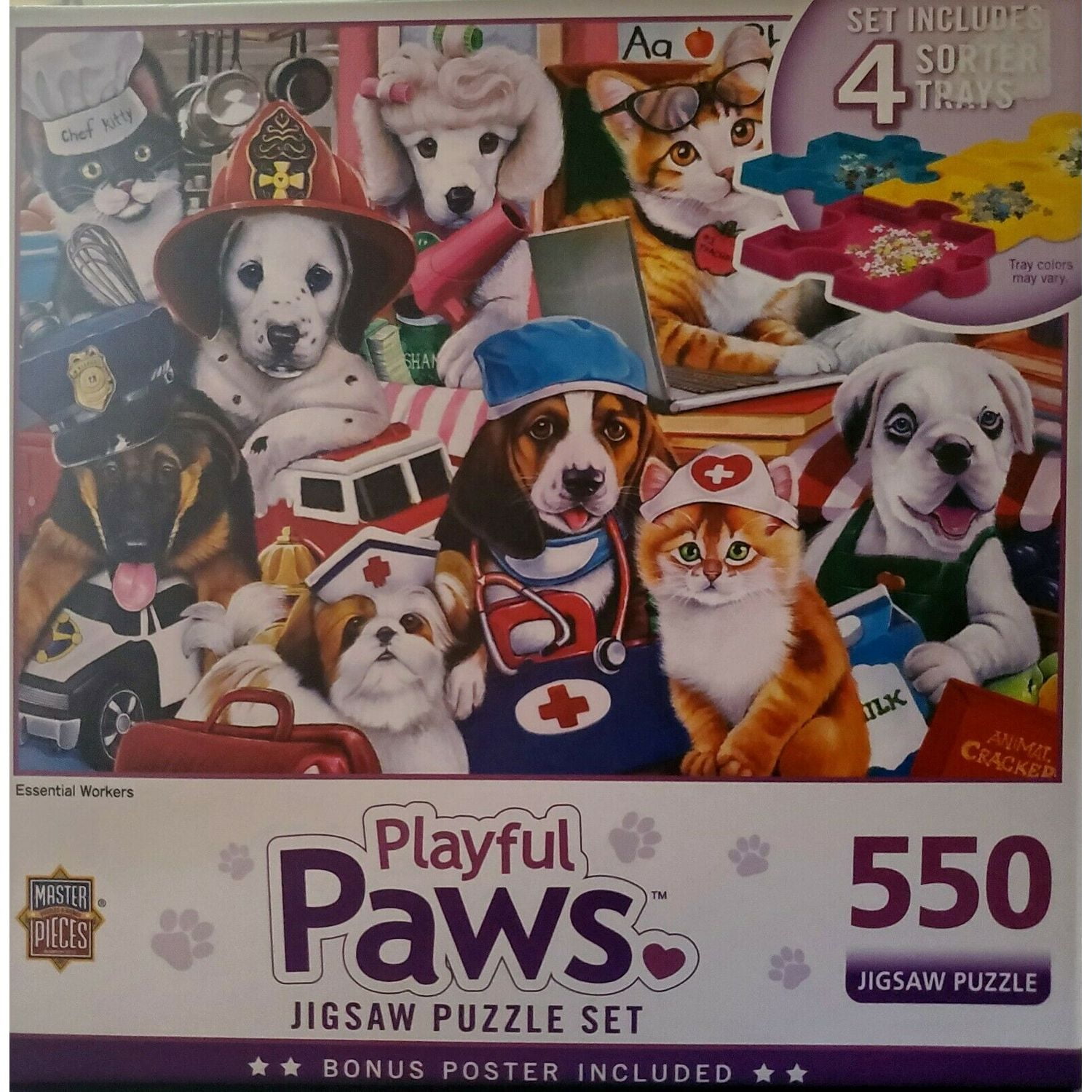 MASTERPIECES Playful Paws - Essential Workers 550 Piece Jigsaw Puzzle ...