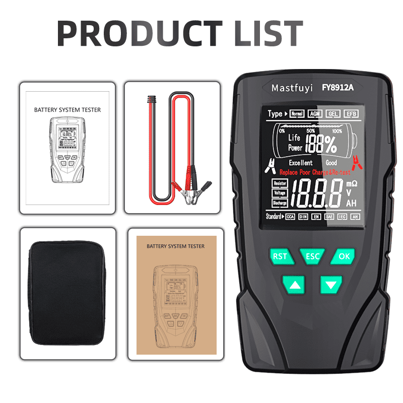 MASTFUYI FY8912A Car Battery System Tester 12V 24V Car Motorcycle Truck ...