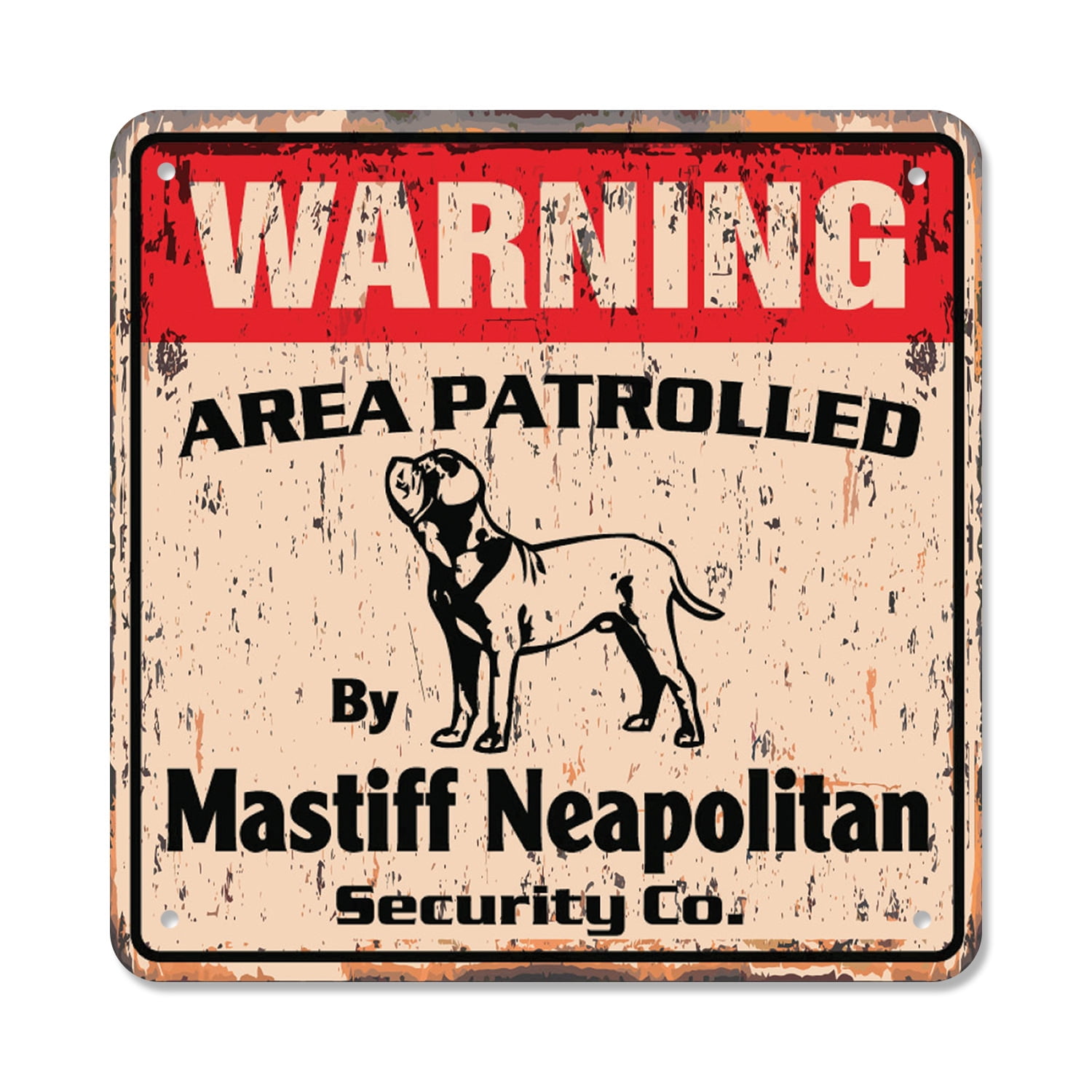 MASTIFF NEAPOLITAN Vintage Security Sign Area Patrolled pet dog warning ...