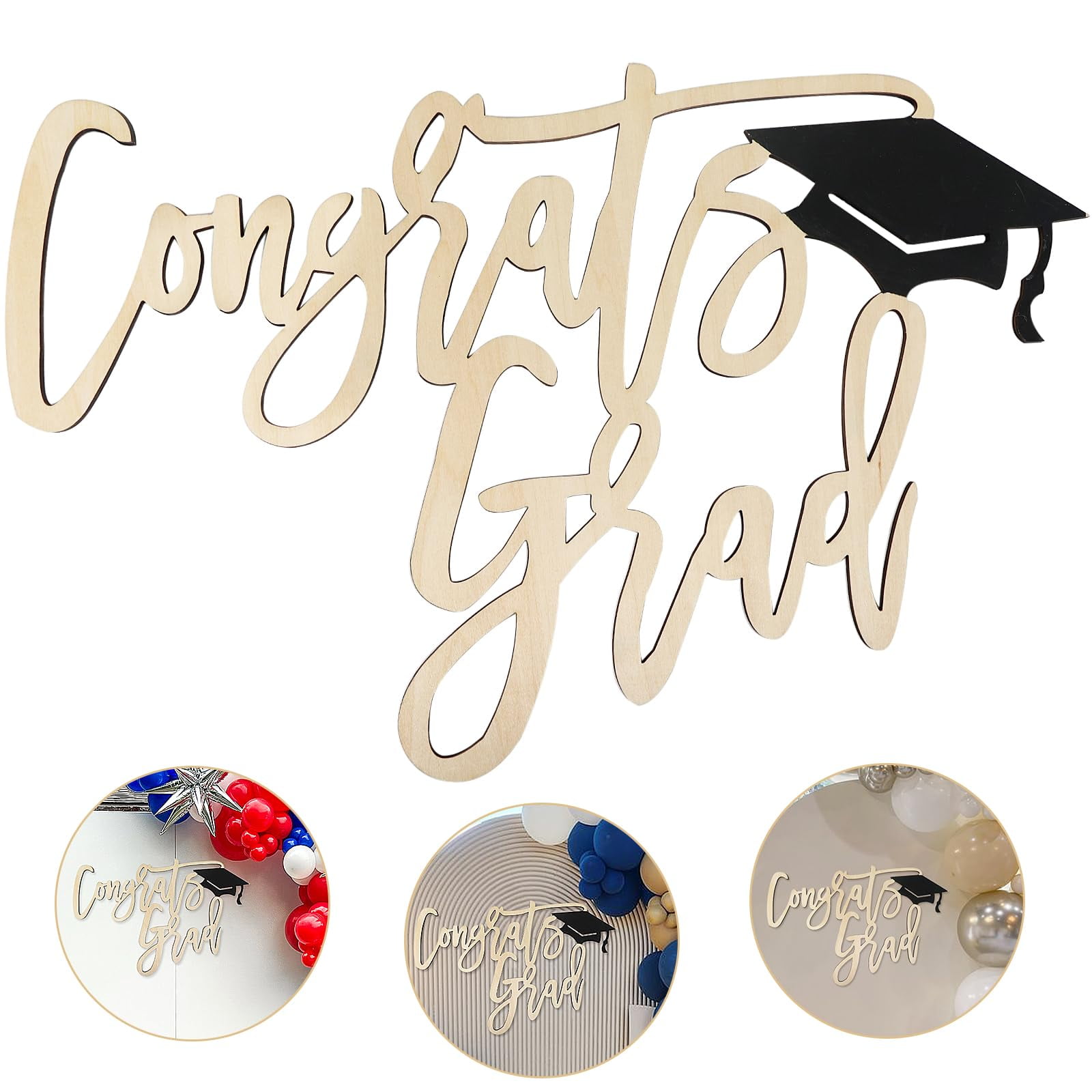 MASTRON Congrats Grad Wood JKF25 Sign for Backdrop - Cutout Congrats ...