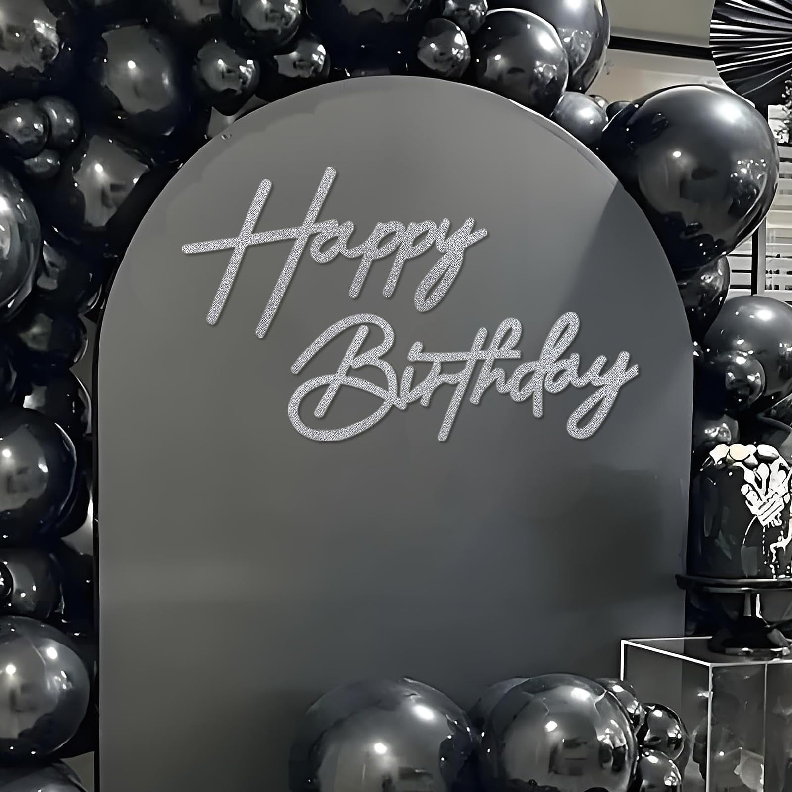 MASTRON Happy Birthday Sign SSF20 for Backdrop - Glitter Silver Felt ...