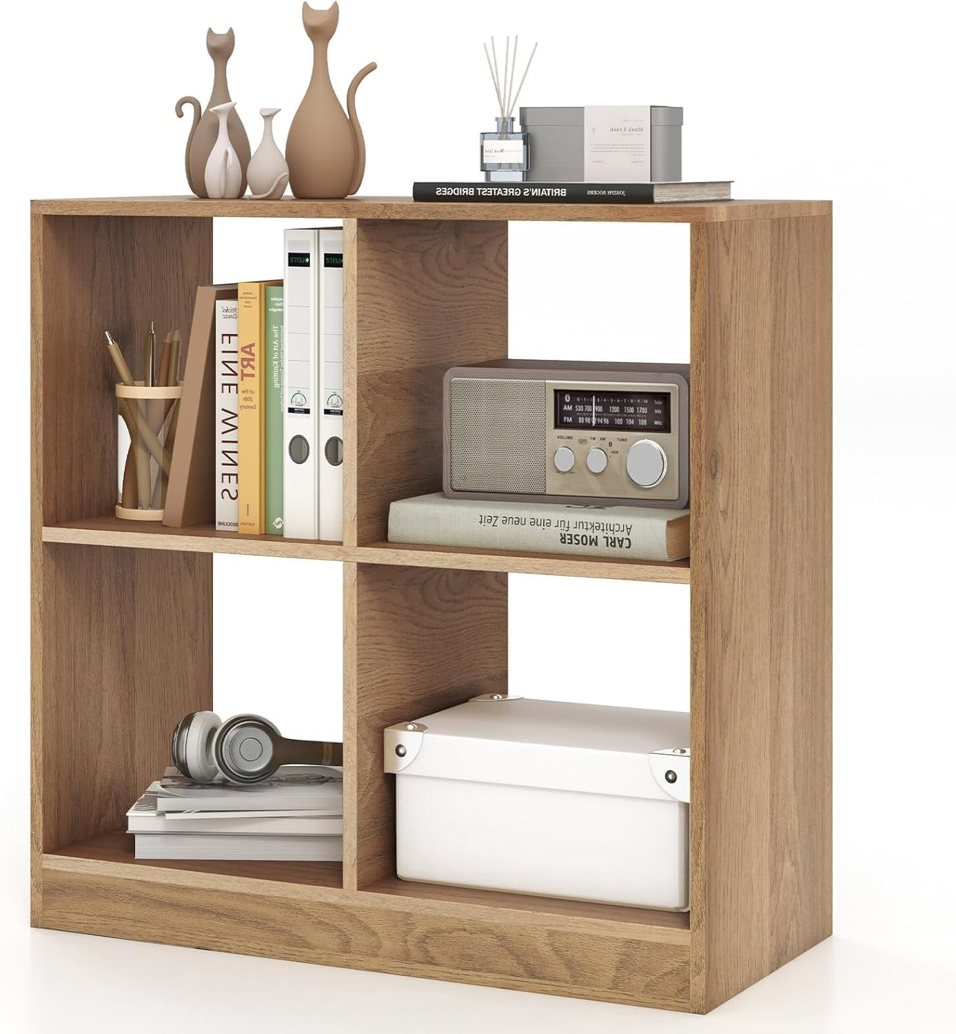 MAT EXPERT 4 Cube Bookcase, Modern 2 Tiers Cube Storage Organizer with ...