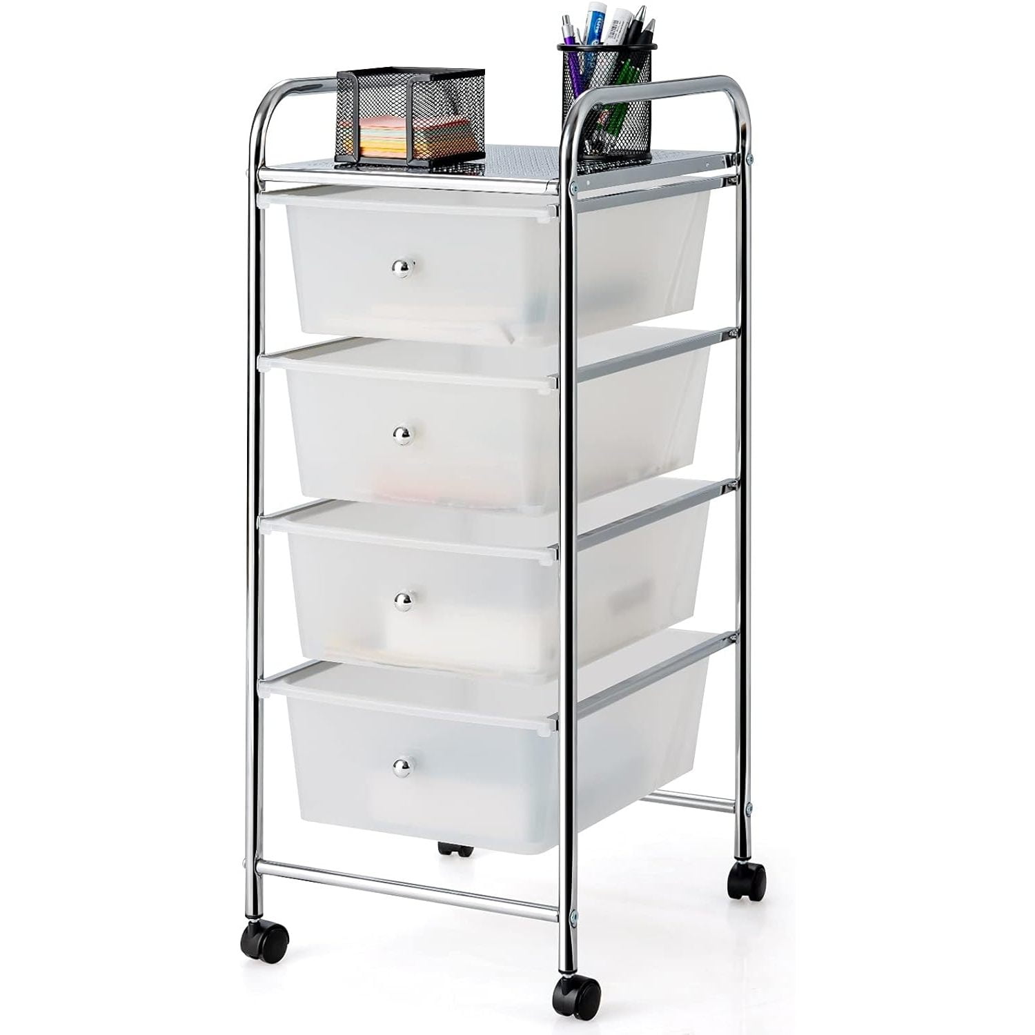 MAT EXPERT 4-Drawer Rolling Storage Cart, Mobile Organizer Cart w ...
