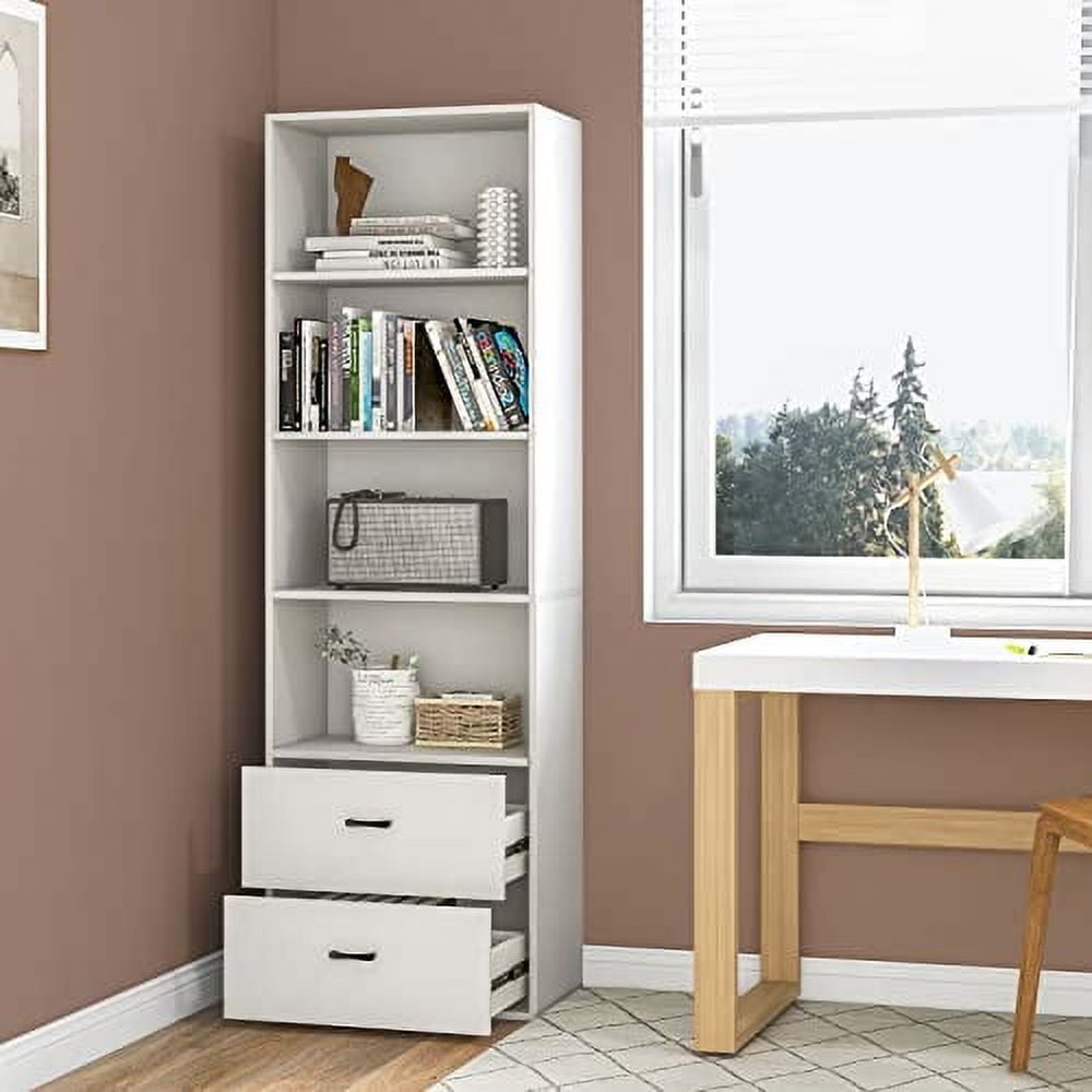 MAT EXPERT 4 Shelf Bookcase, 74 Inches Tall Storage Cabinet with 4 ...