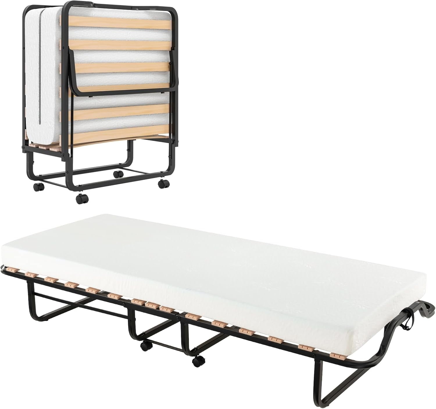 MAT EXPERT 78.5” x 31” Folding Bed, Metal Foldable Bed Frame with 5 ...