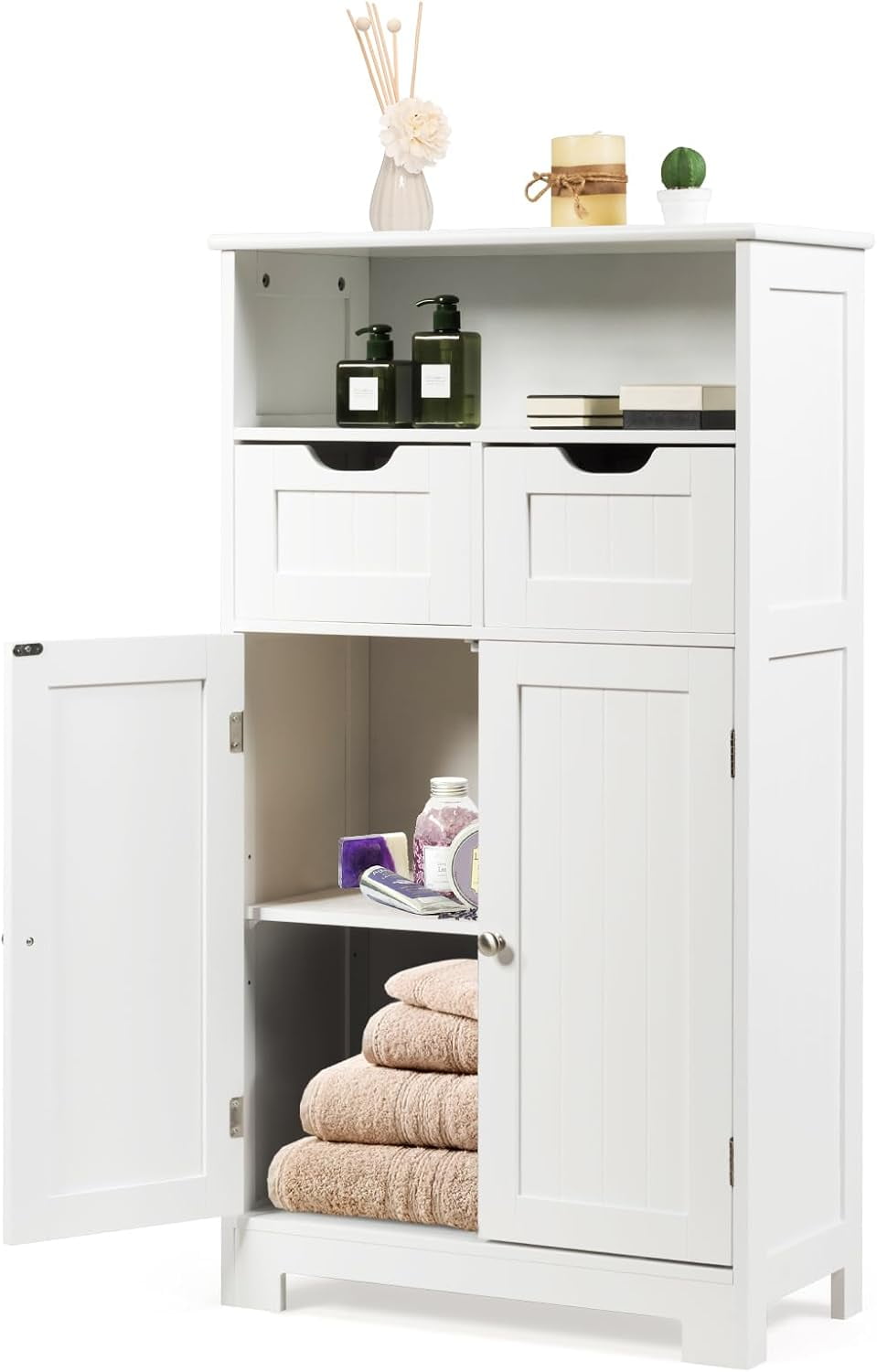 MAT EXPERT Bathroom Storage Cabinet, Bathroom Floor Cabinet w/ 2 ...