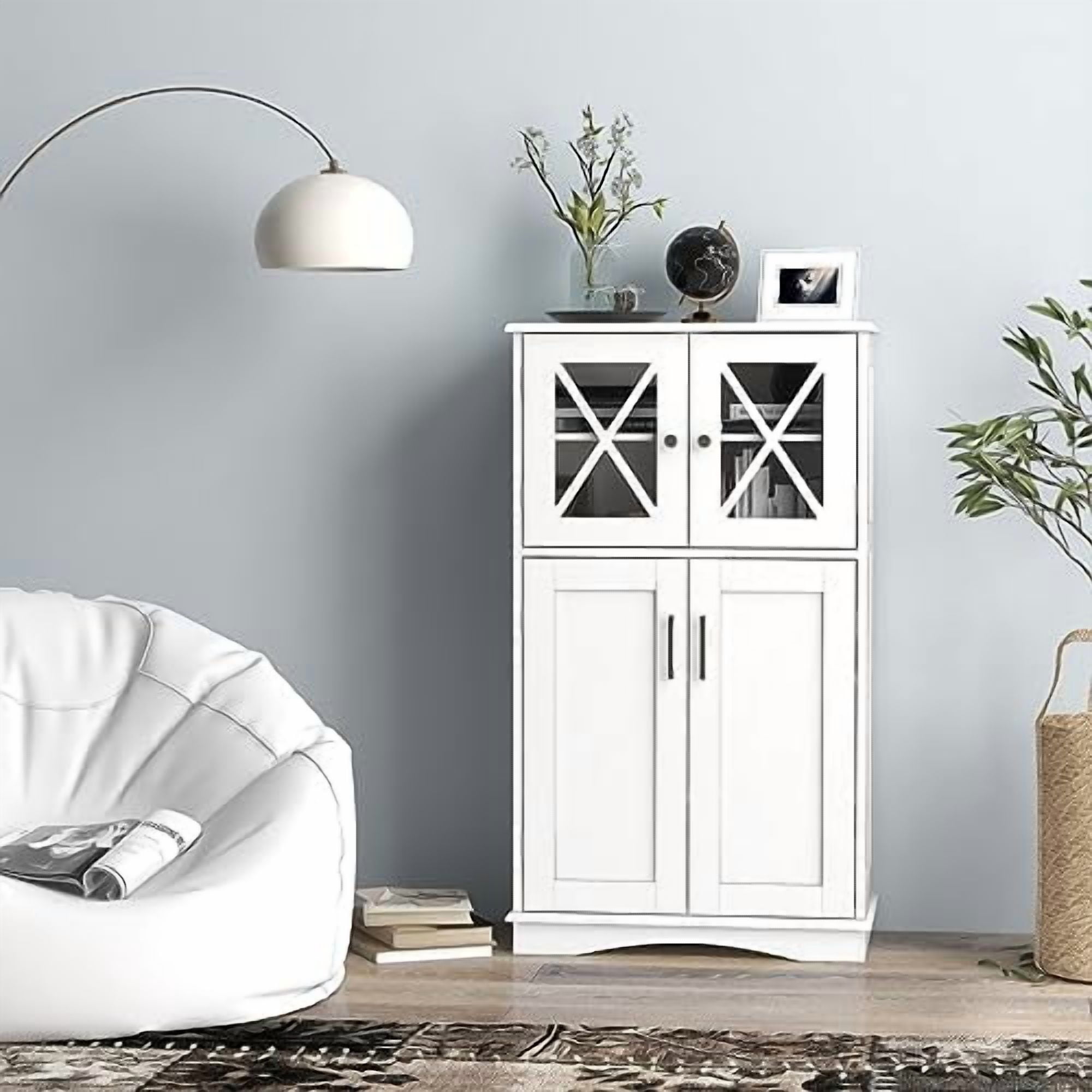 MAT EXPERT Bathroom Storage Cabinet with 4 Doors & 3-Position ...