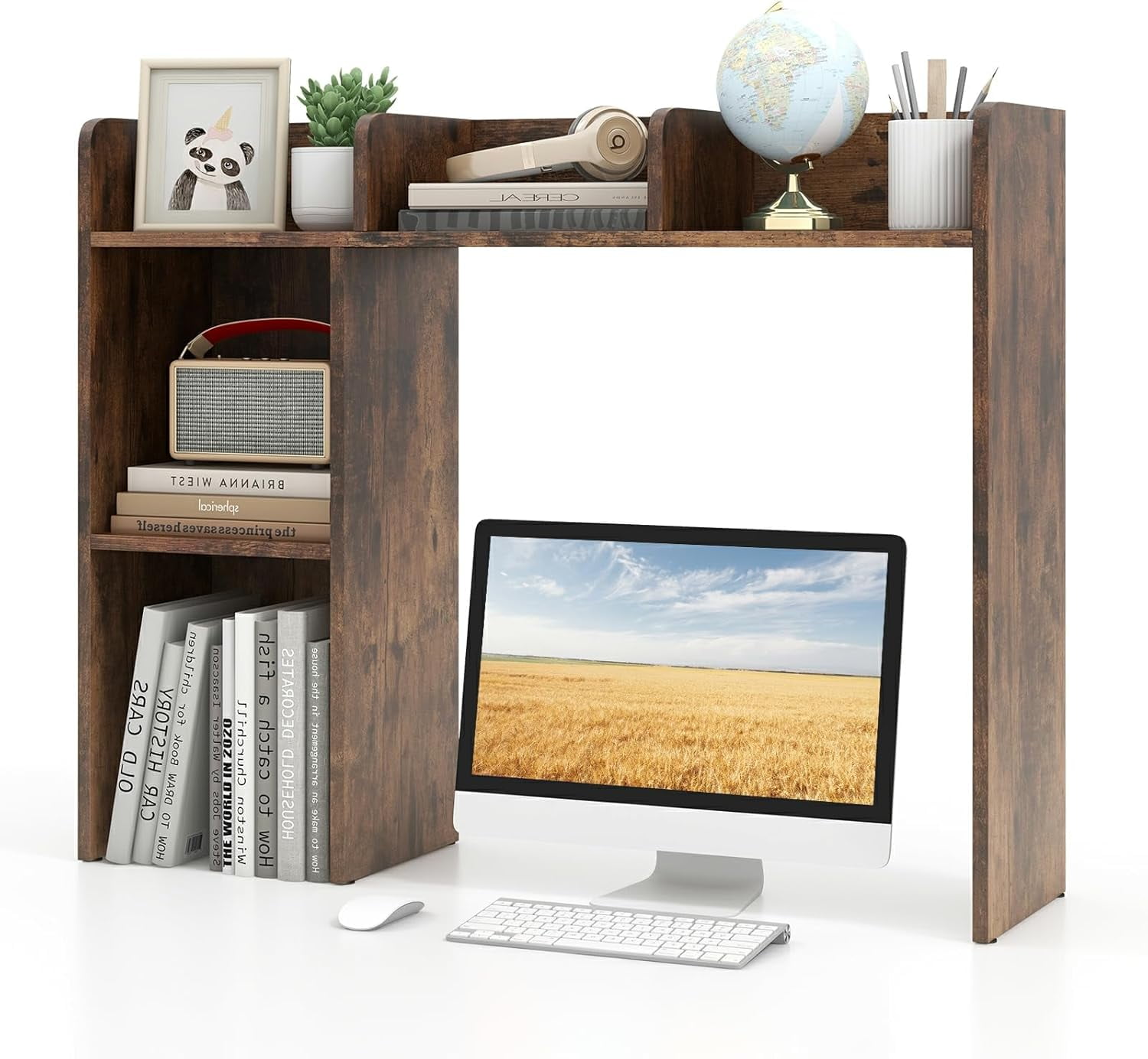 MAT EXPERT Desk Organizer, Wooden Desktop Shelf for 27 Inch Monitor ...