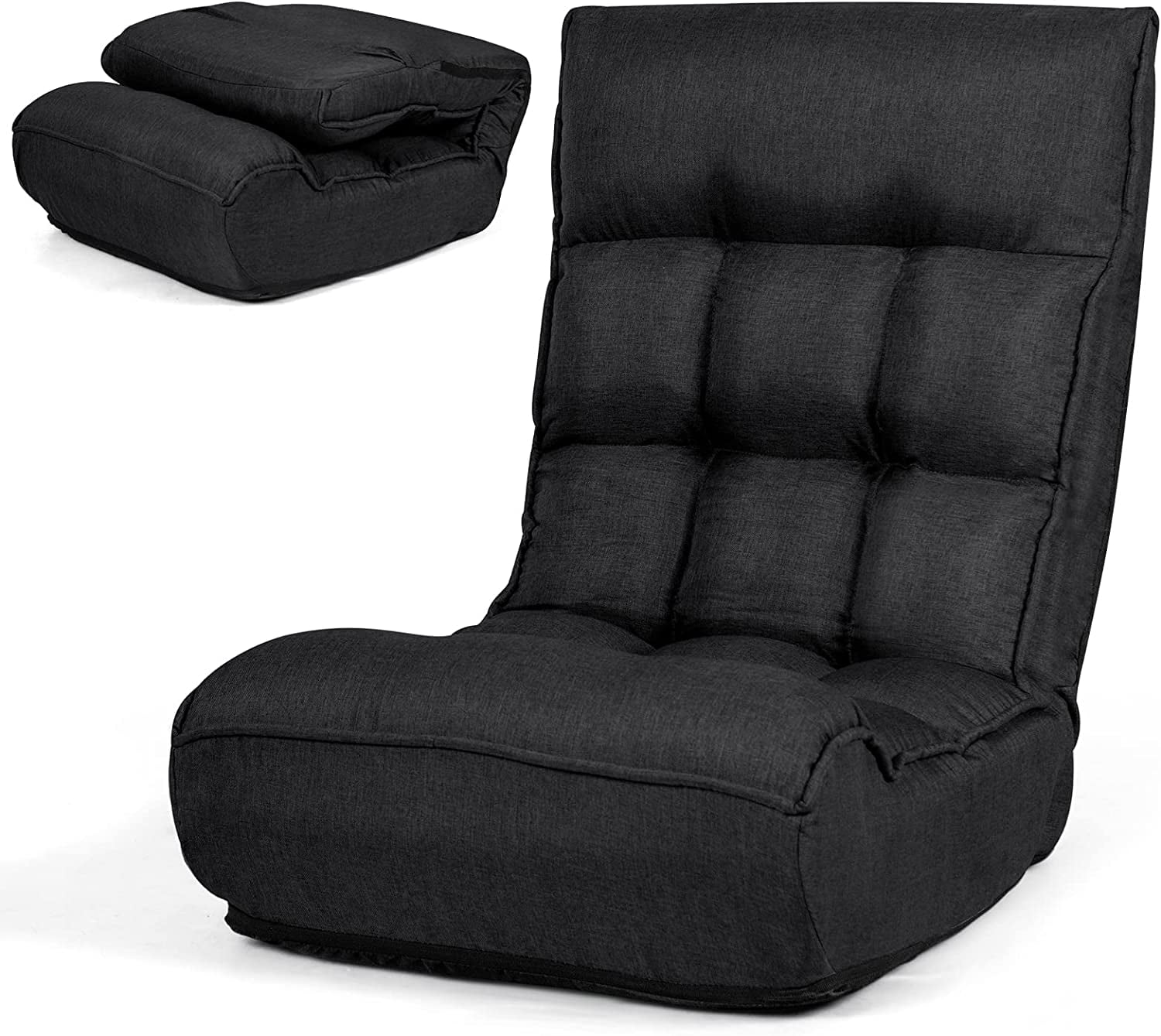 MAT EXPERT Folding Floor Chair, Floor Gaming Chair w/ 4-Position ...