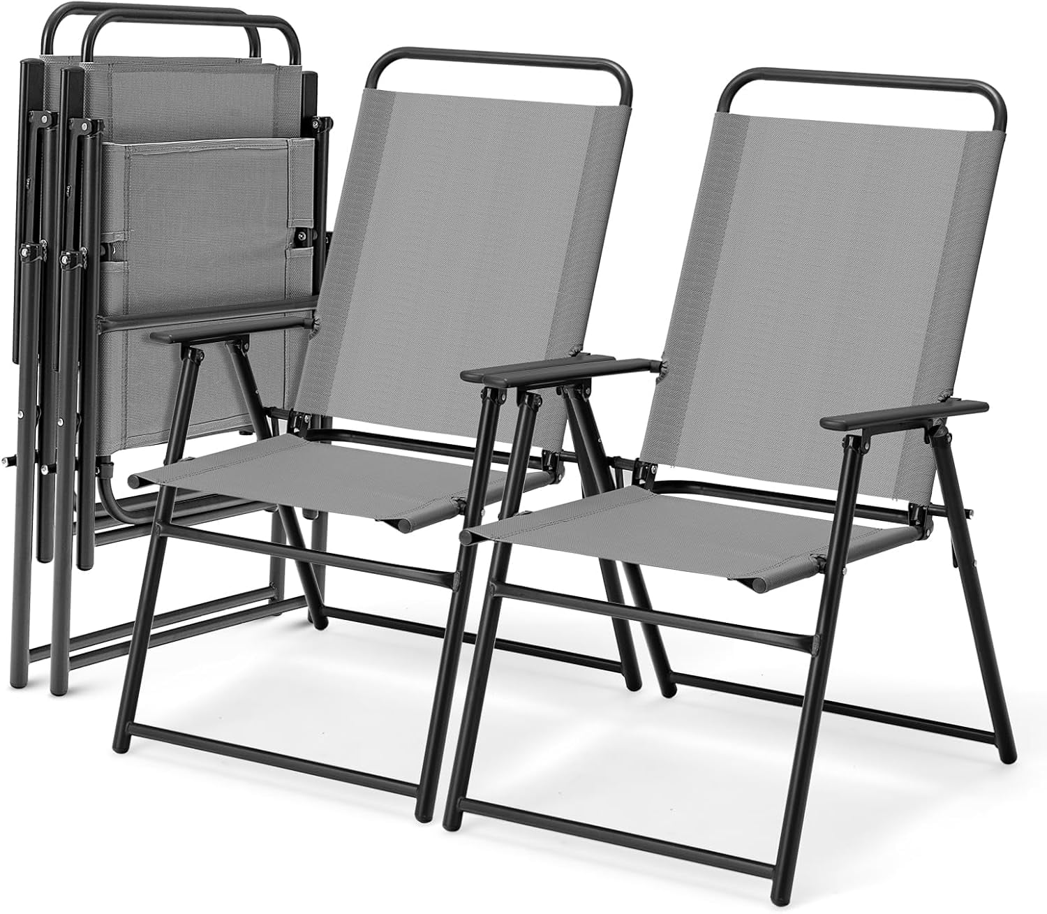 MAT EXPERT Folding Patio Chairs Set of 4, Portable Folding Chairs for ...