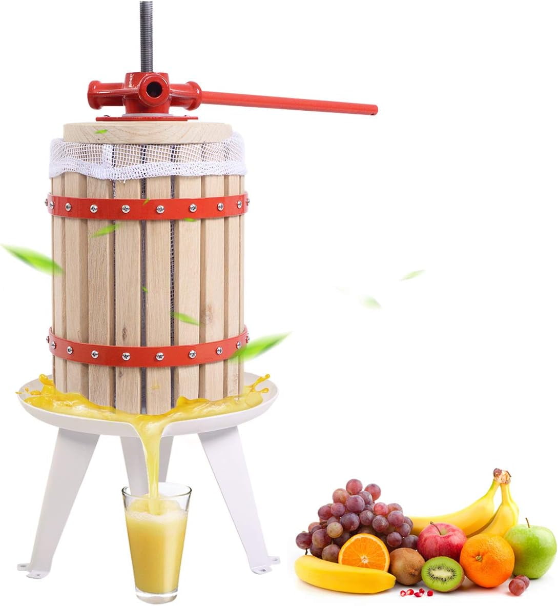 MAT EXPERT Fruit Wine Press, 6 Liter/1.6 Gallon Hardwood Fruit Squeezer, Apple Grape Berry ...