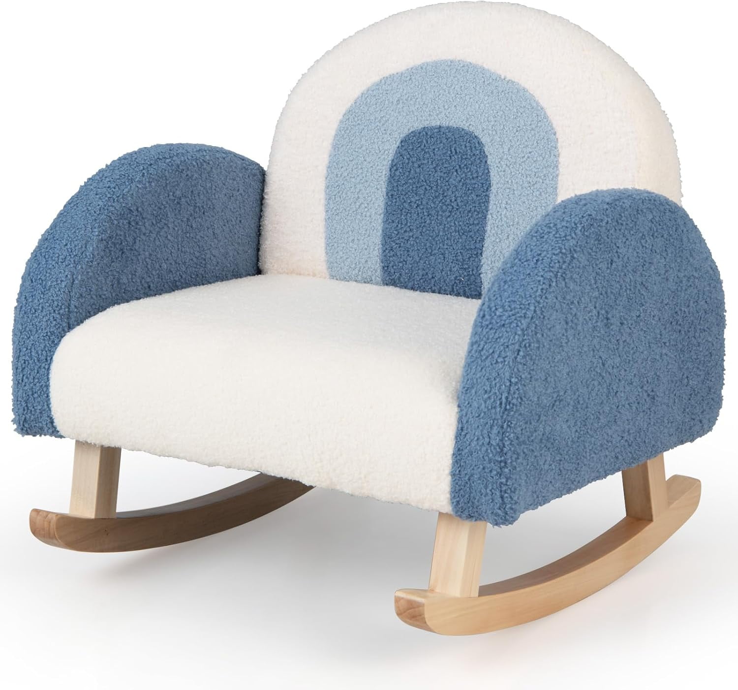 MAT EXPERT Kids Sofa,Fluffy Arched Toddler Rocking Chair w/Solid Wood ...
