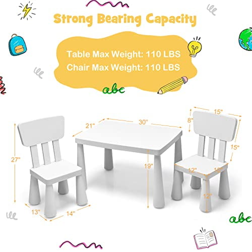 MAT EXPERT Kids Table and Chairs, 3-Piece Kids Furniture Activity Table ...