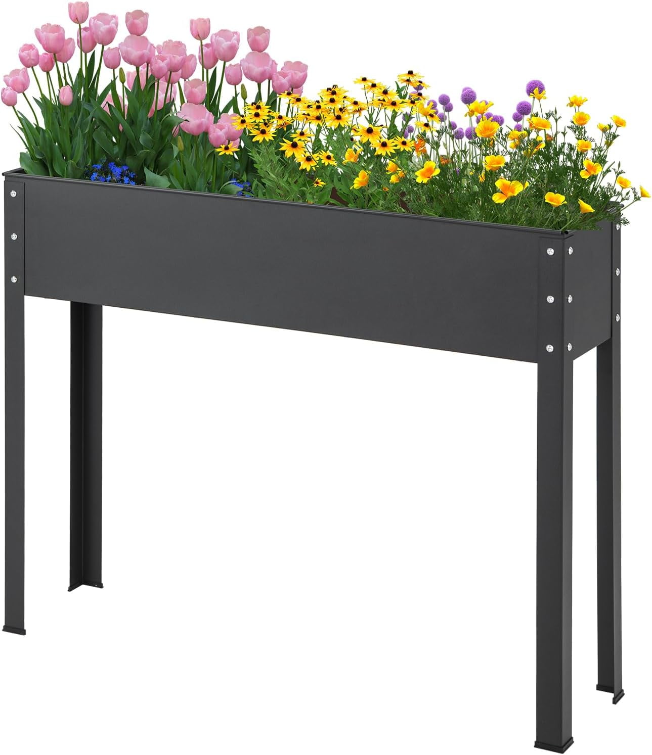 MAT EXPERT Raised Garden Bed, 31.5’’ Elevated Metal Planter Box Stand w ...