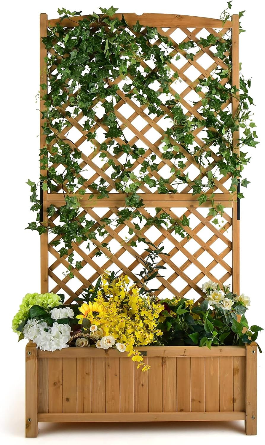 MAT EXPERT Raised Garden Bed with Trellis, Lattice Panel with Hanging ...