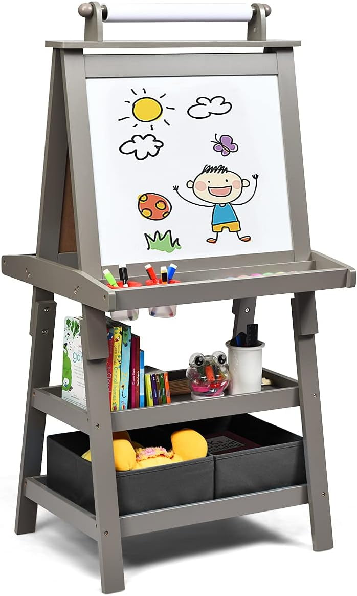 MAT Expert Kids Art Easel, 2-Side Child Easel w/Magnetic Whiteboard ...
