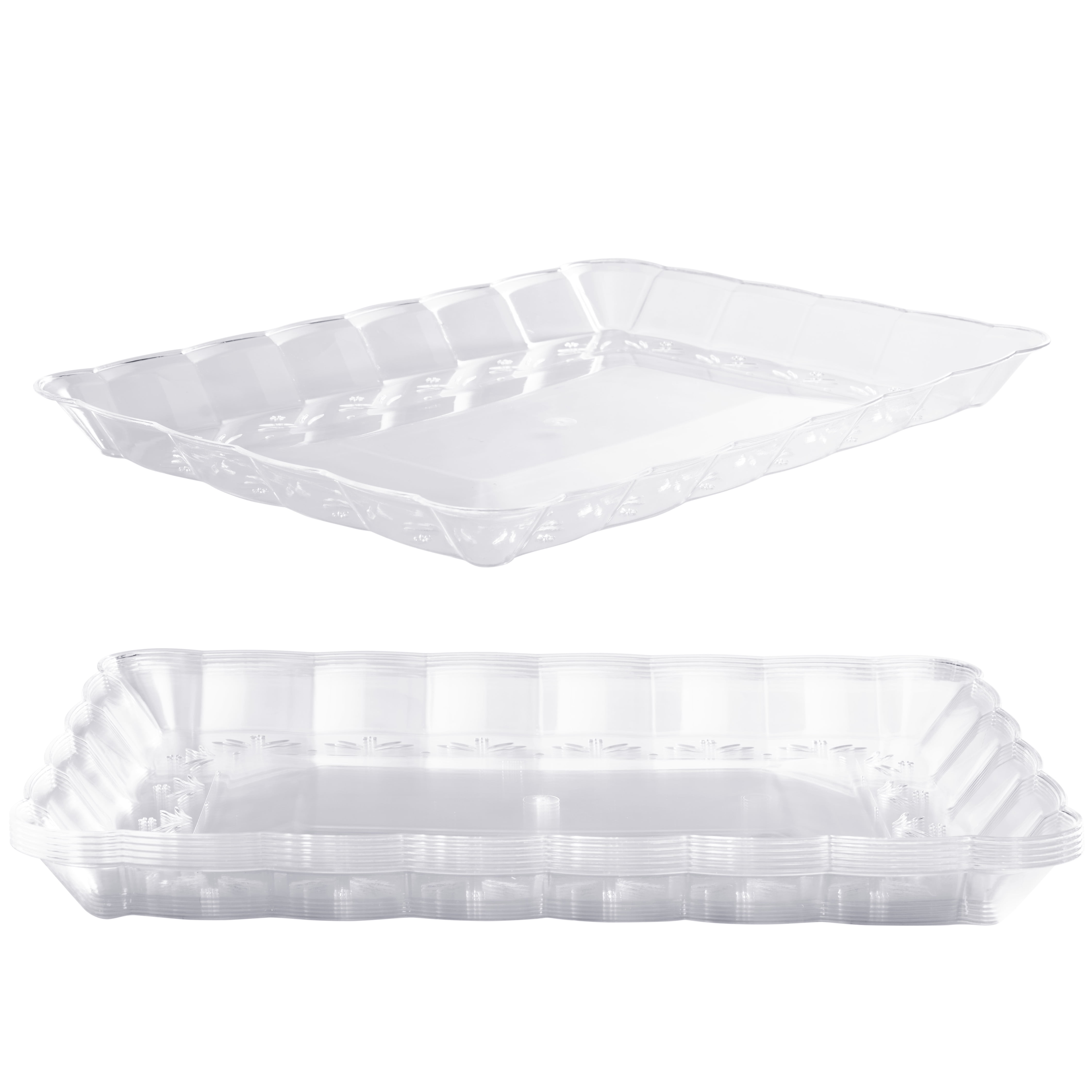 "MATANA 6 Large Clear Plastic Serving Trays - 13"" x 9"" Inch, BPA-Free, Reusable for Parties ...