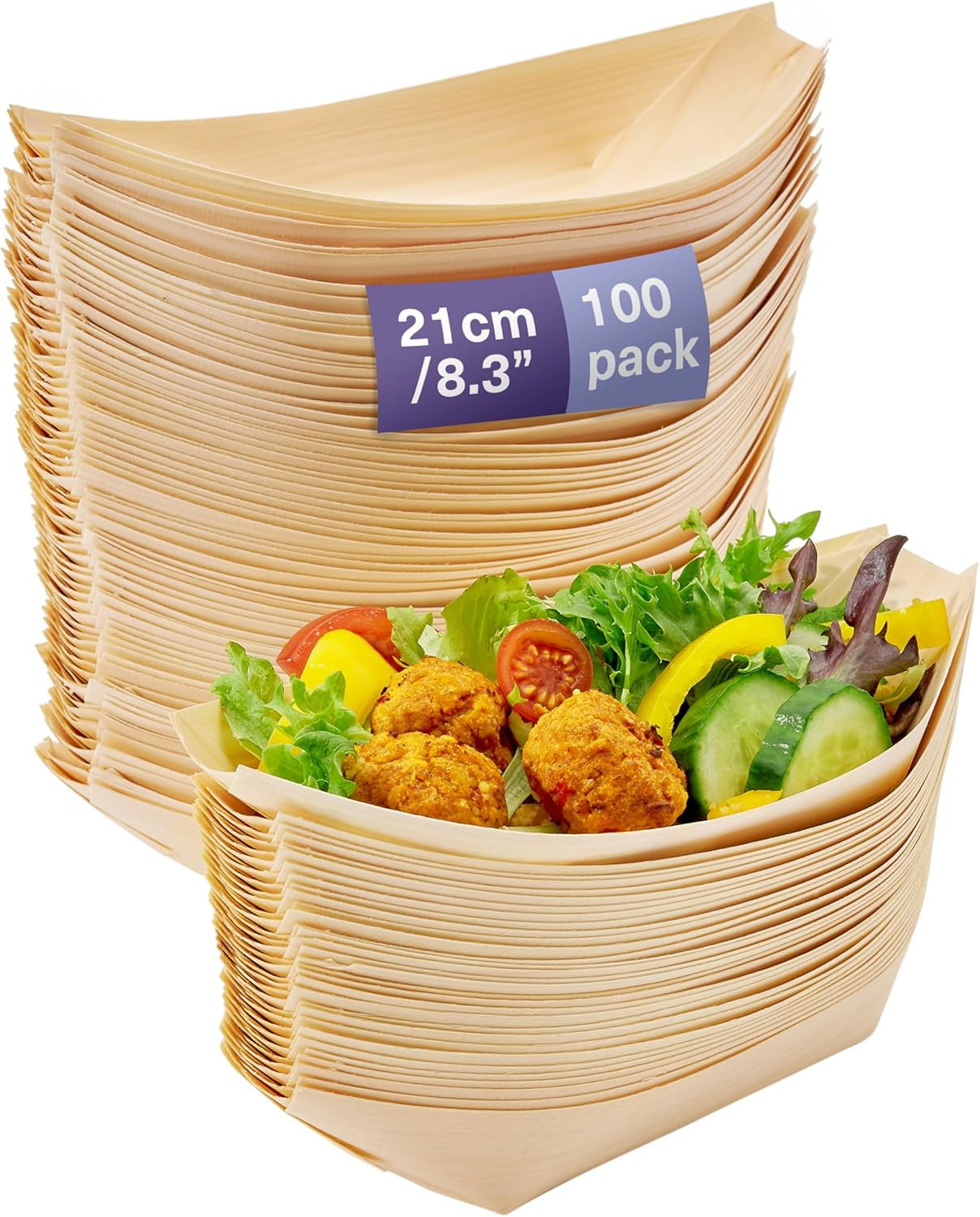 MATANA Appetizer Plates Disposable Bamboo Biodegradable 100 Pack 8.3 ...