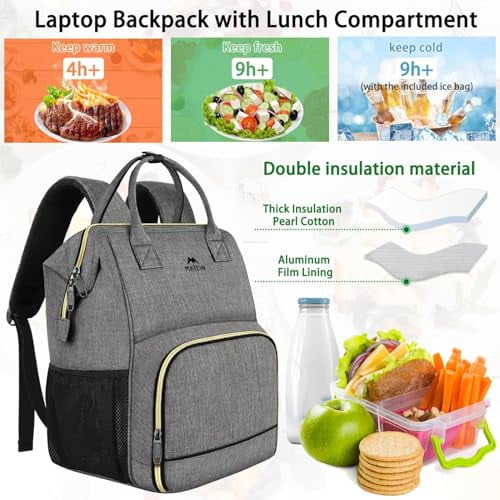 MATEIN Lunch Backpack, 15.6 Inch Insulated Cooler Bag with USB Port for ...