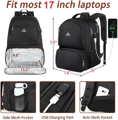 MATEIN Lunch Backpack for Men Work, 17 Inch Insulated Cooler Backpack ...