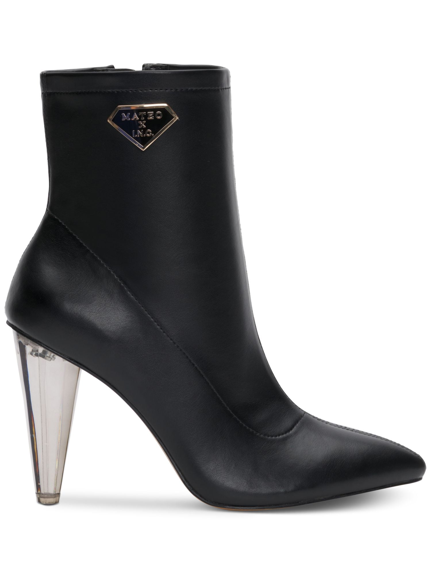 MATEO BY INC Womens Black Cushioned Arch Support Luisa Pointed Toe Stiletto Zip-Up Dress Booties ...