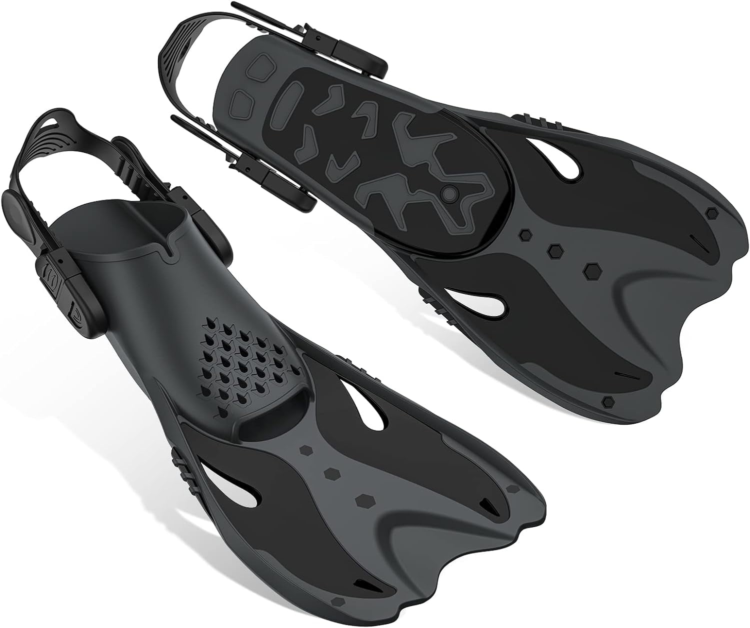 MATEPROX Adult Swim Fins Adjustable Short Blade Dving Flippers Travel ...