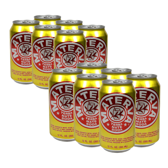MATERVA Yerba Mate Soda, 12 fl oz Cans (Pack of 12, Total of 144 fl oz ...
