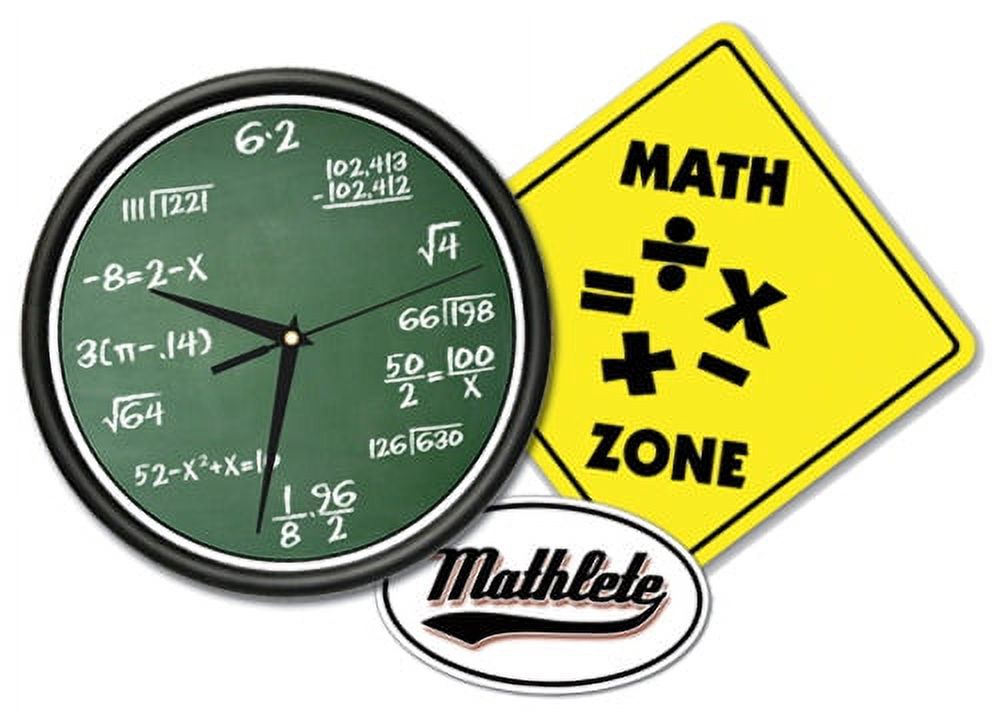 MATH CLASS Wall Clock & Sign Gift Set mathematics Math Decal included ...