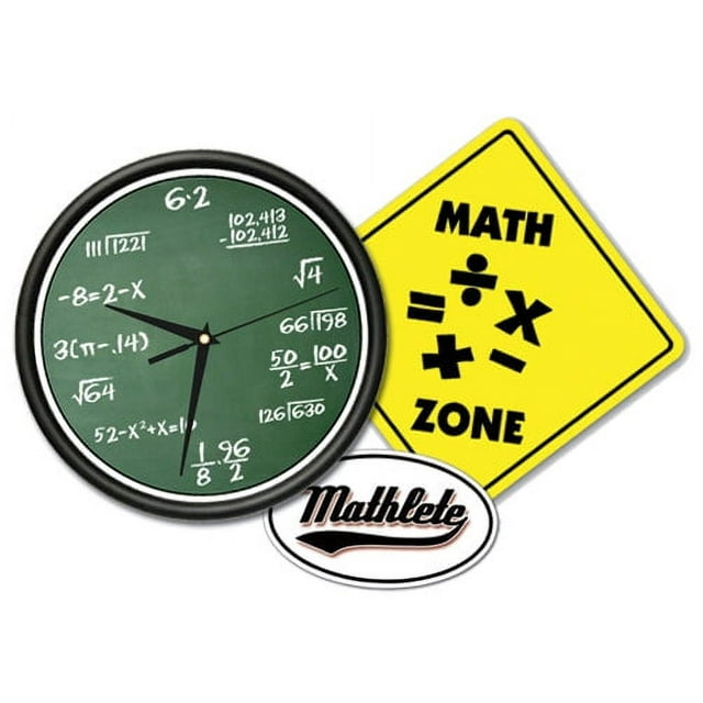 MATH CLASS Wall Clock & Sign Gift Set mathematics Math Decal included ...