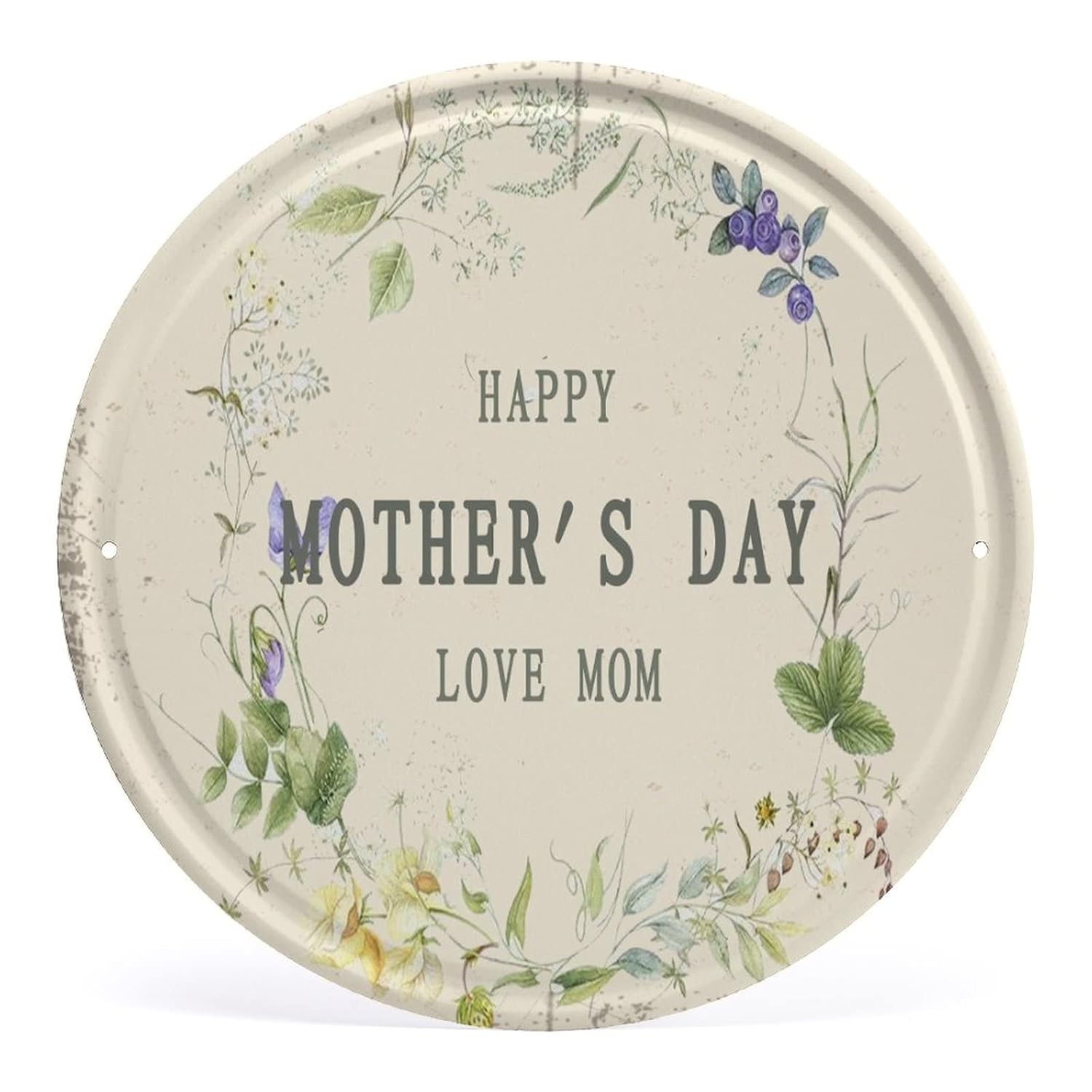 MATHER'S DAY HAPPY Round Door Hanger Metal tin Sign Decoration for ...