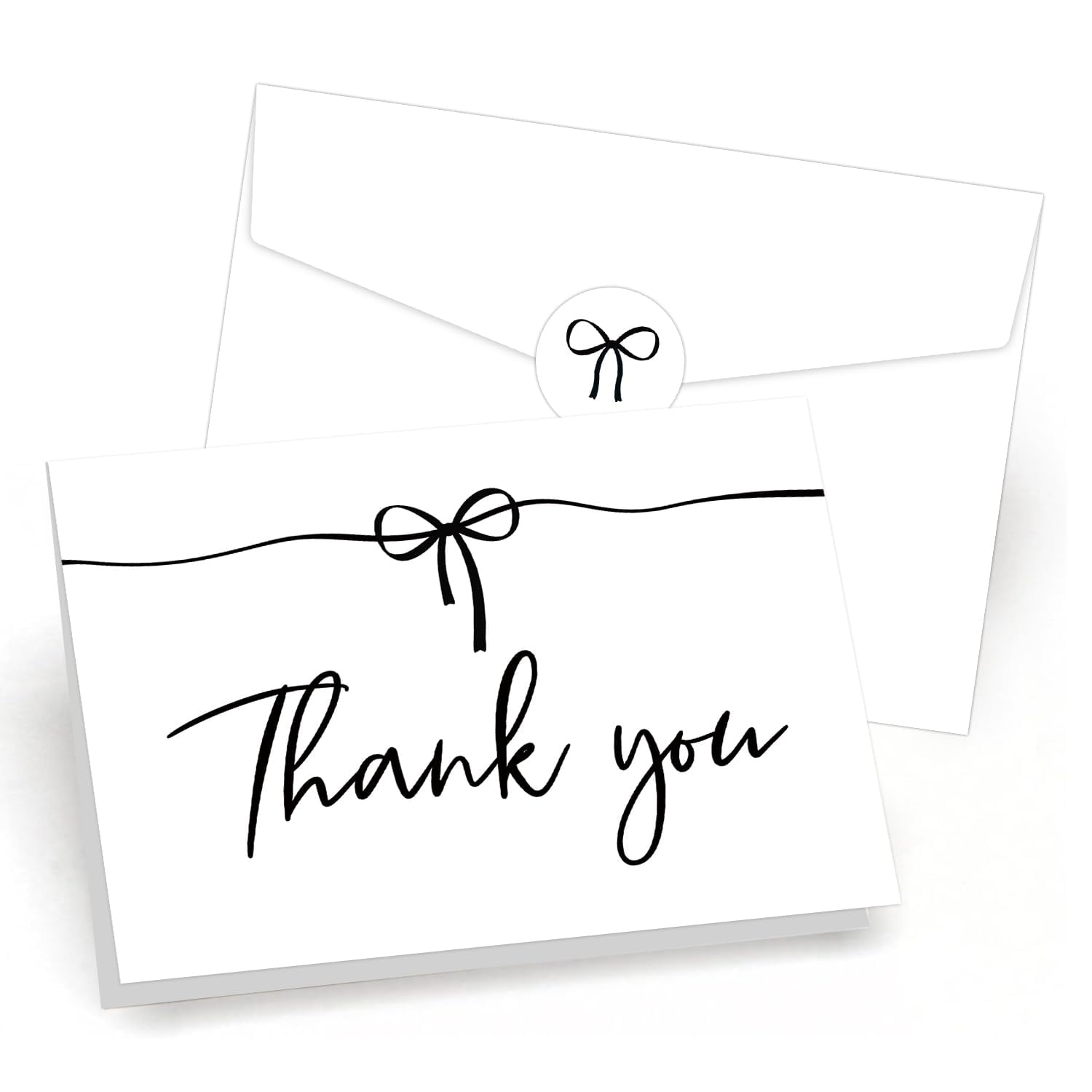 MATJOE 72Pack Black Bow Thank You Card Set Includes 72Cards, Black Bow ...