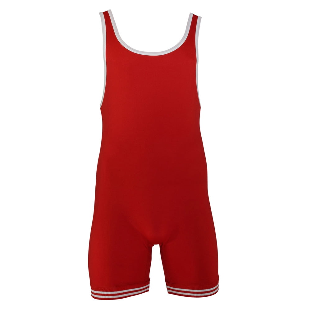 MATMAN #83 Adult Double Knit Nylon Singlet, Color: Red/White, Size: L ...