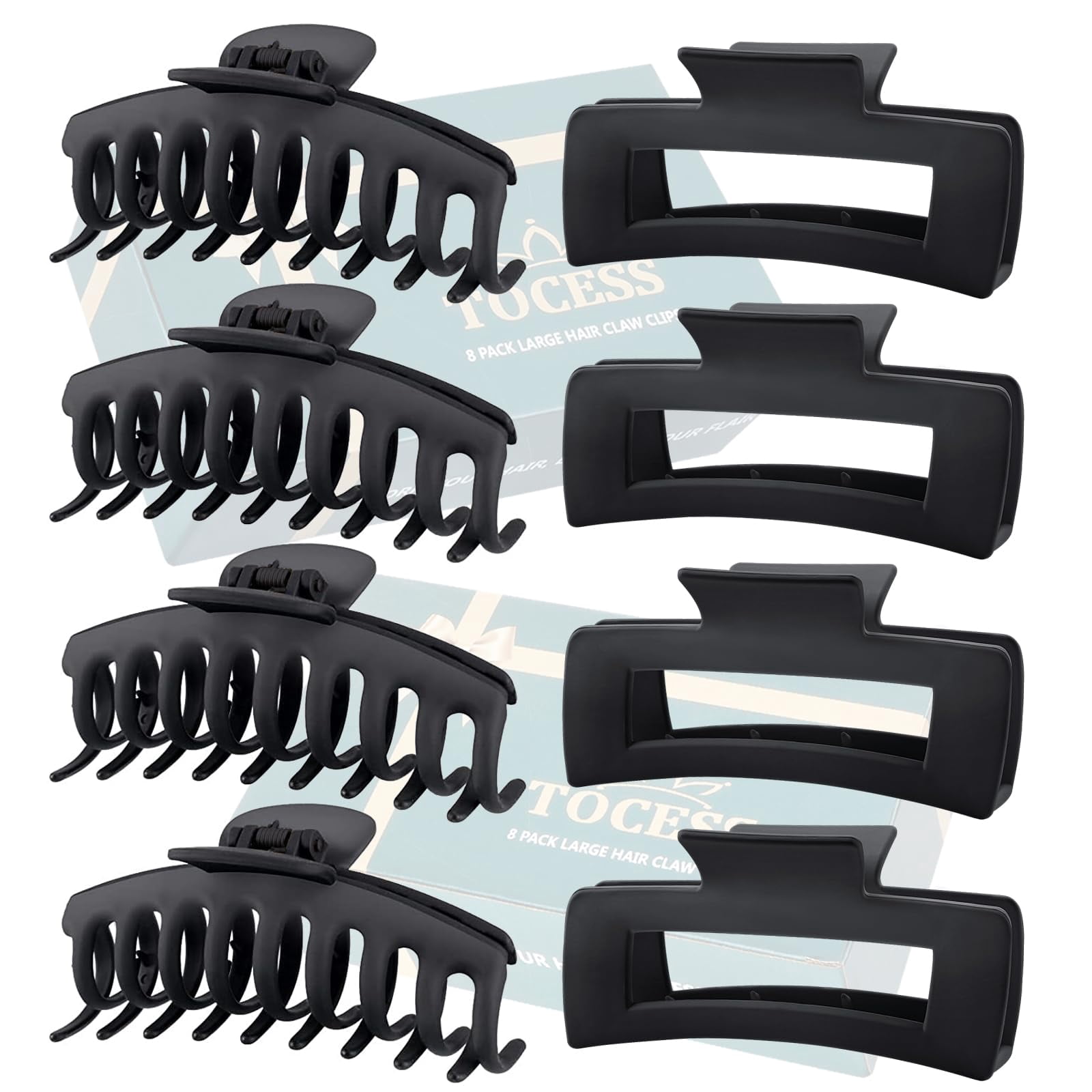 MATN 8 Pack Big Hair Claw Clips for Women Large Claw Clip for Thin ...