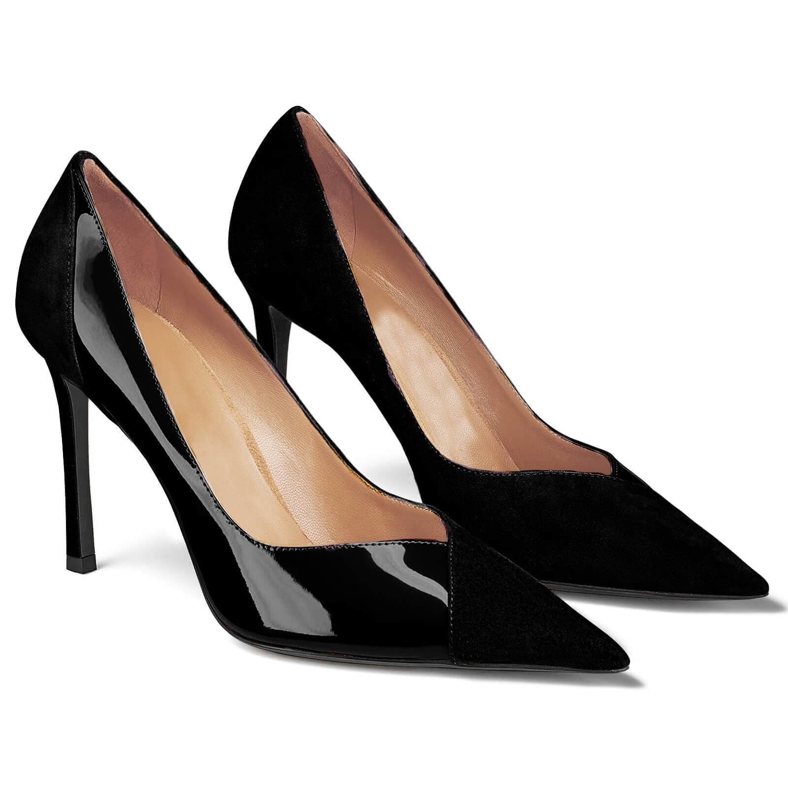 MATN Womens Pointed Toe High Heels Pumps Patent Suede Stiletto Heel ...