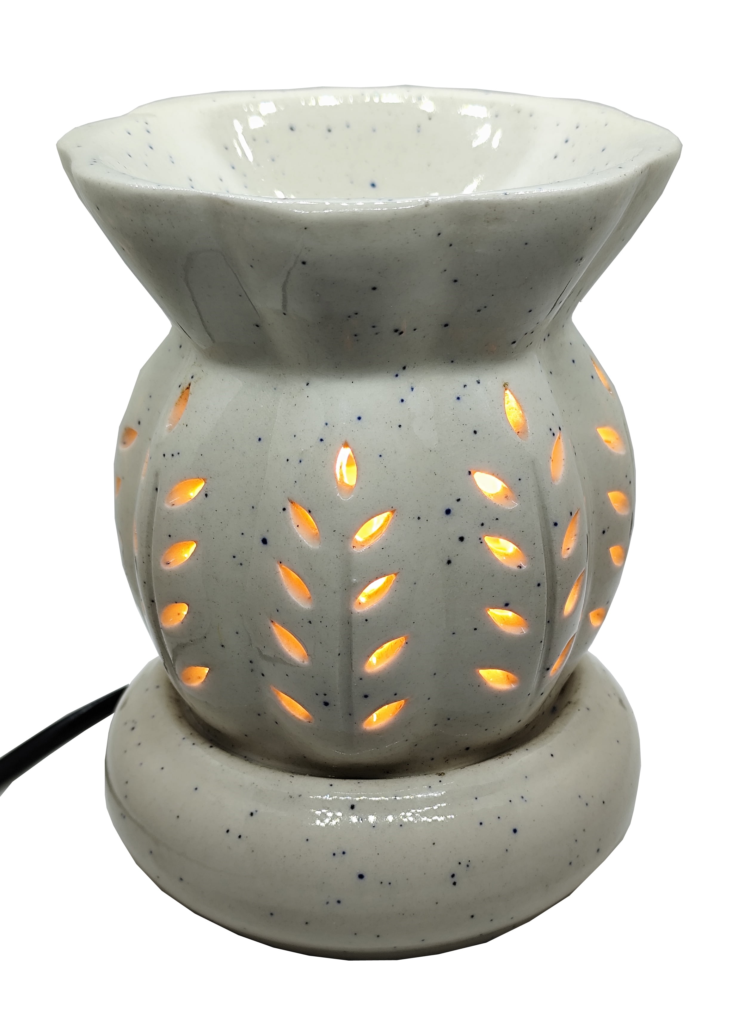 MATRBHUMI Leaf Round Ceramic Electric Oil Burner, Aromatherapy ...