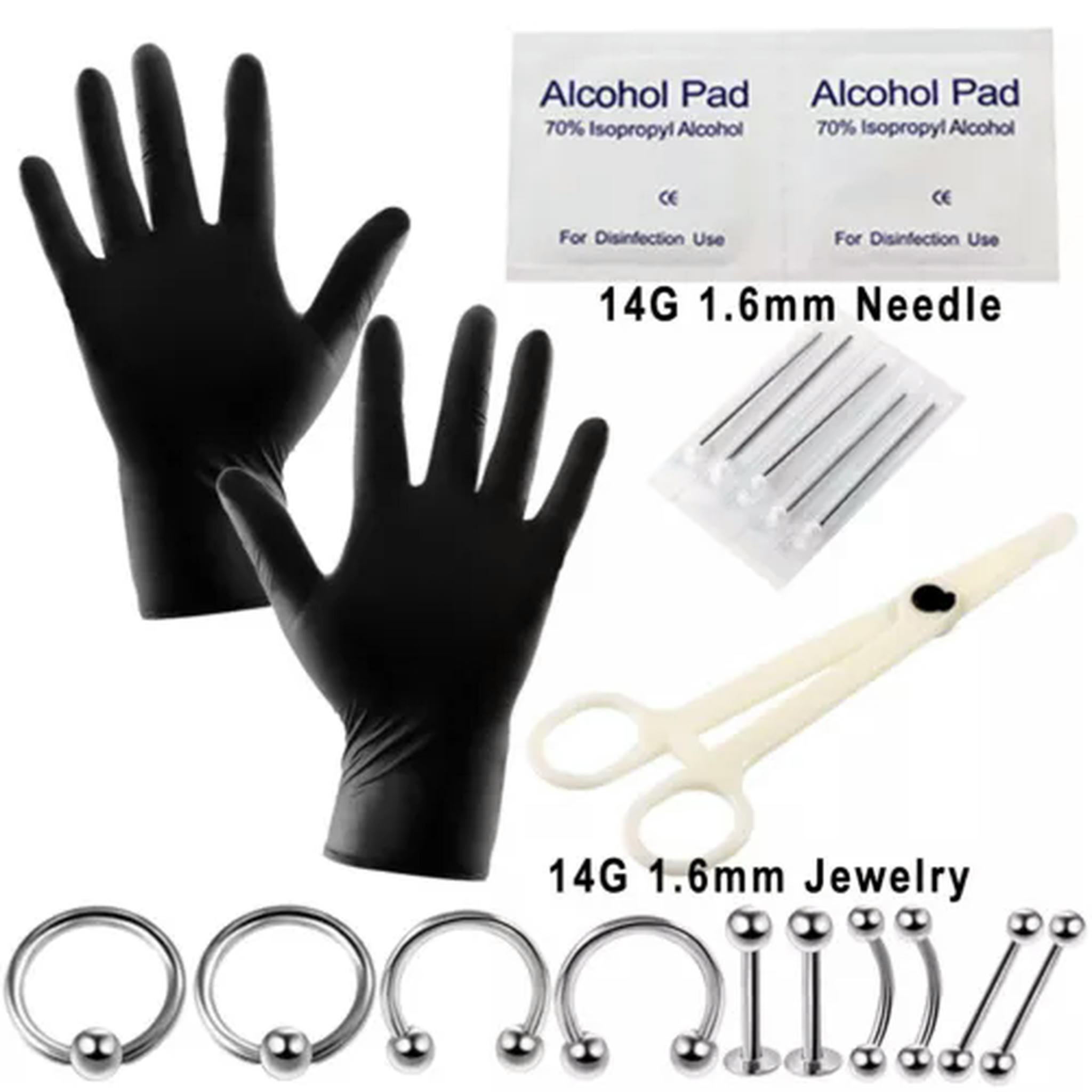 MATROOY 10-20Pcs/Set Body Piercing Kit Tools Needle Belly Tongue ...