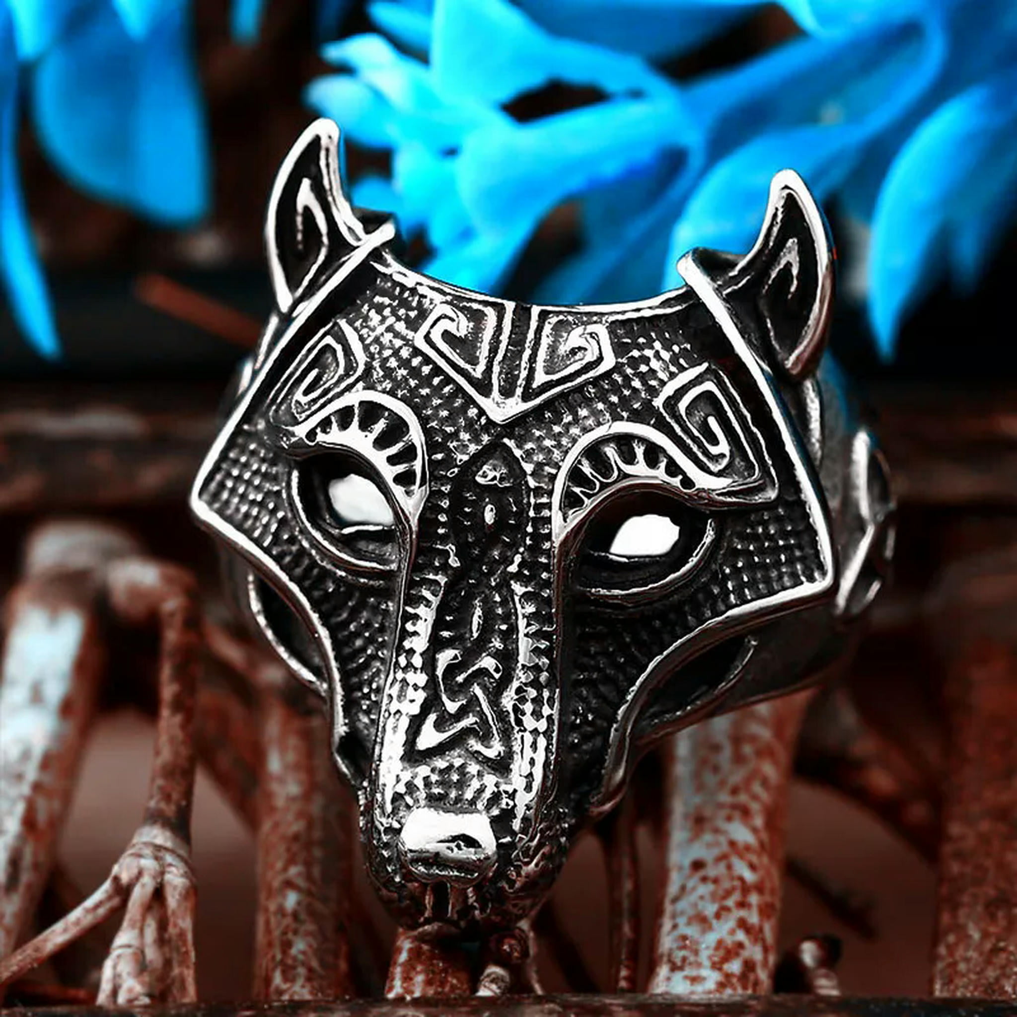 MATROOY 10pcs Amulet Of The Norse Vikings Men's Ring With A Fox Mask ...