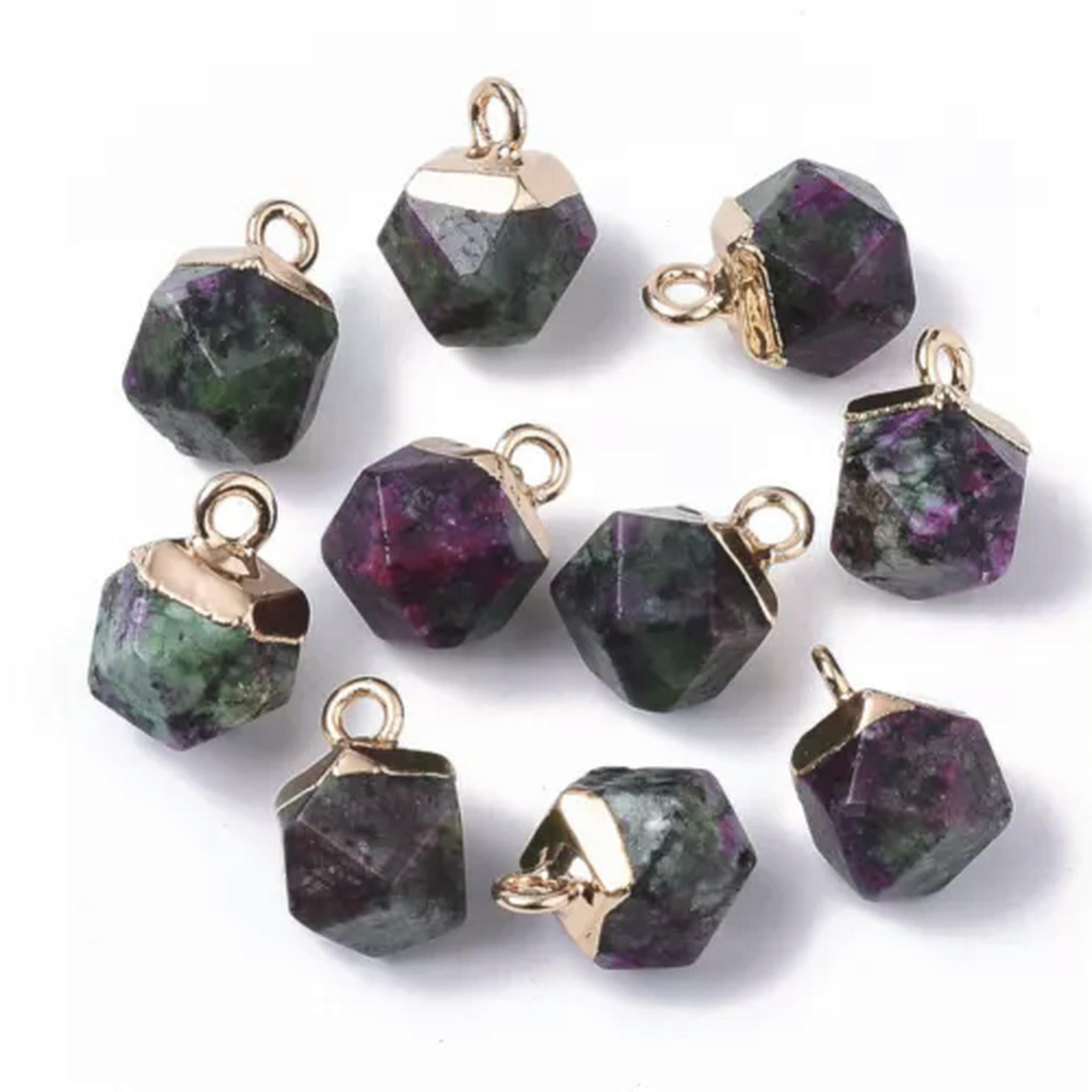 MATROOY 10pcs Gemstone Charms Polygon Crystal Stone Pendents 12x10mm ...