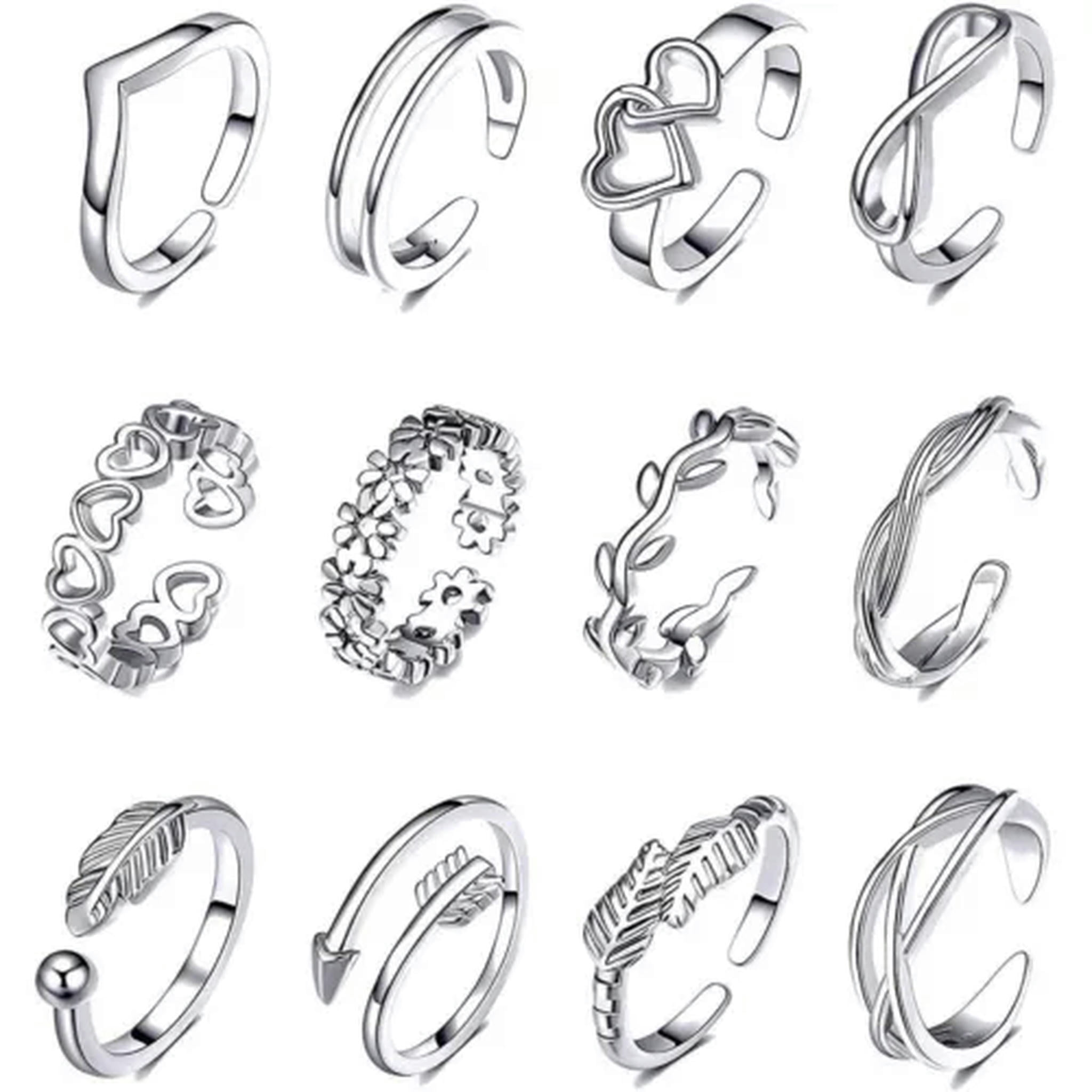 MATROOY 12 Pcs Silver Gold Elegant Women Toe Ring Rings Foot Beach ...