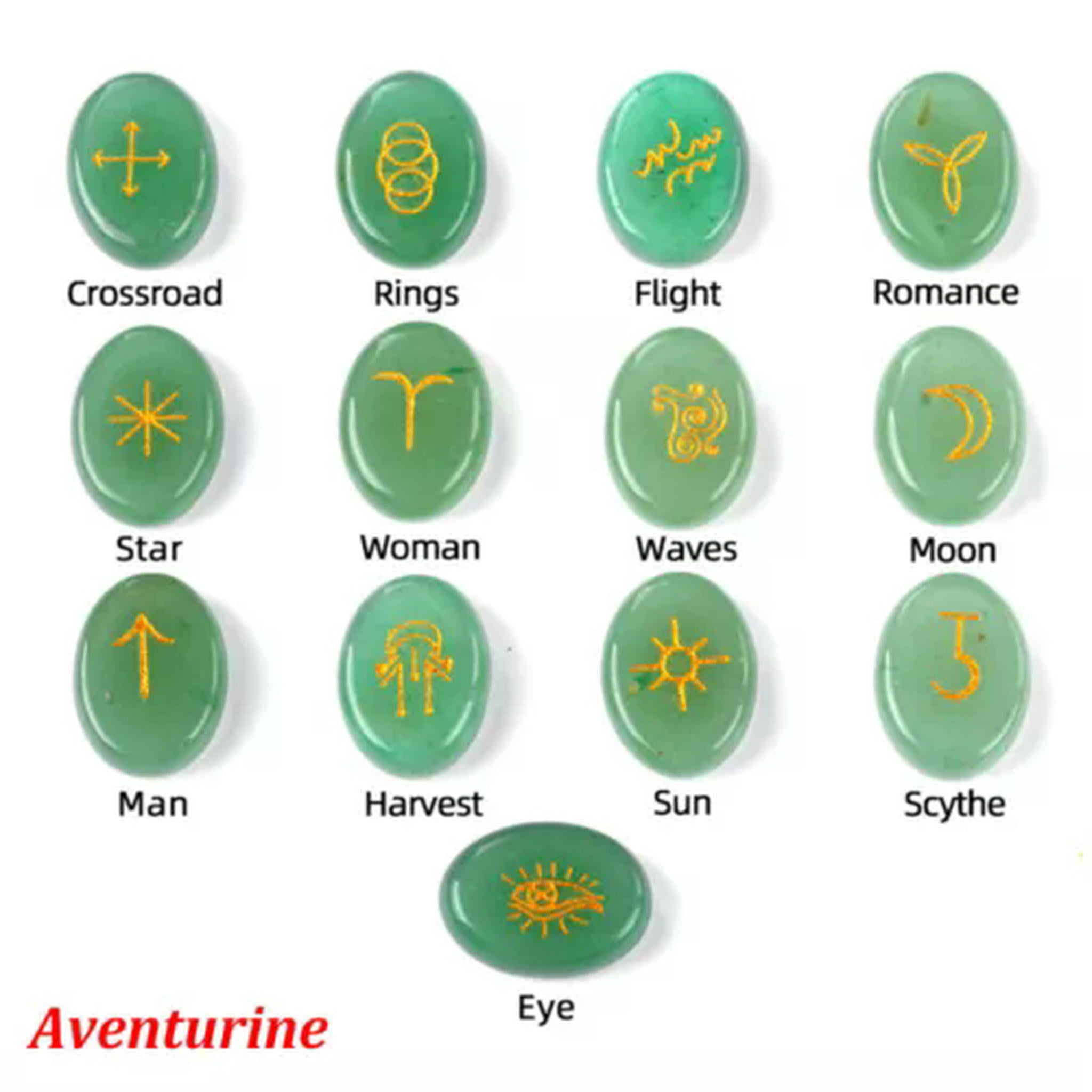 MATROOY 13PCS Crystal Witches Runes Stone Set Engraved Rune Symbol ...