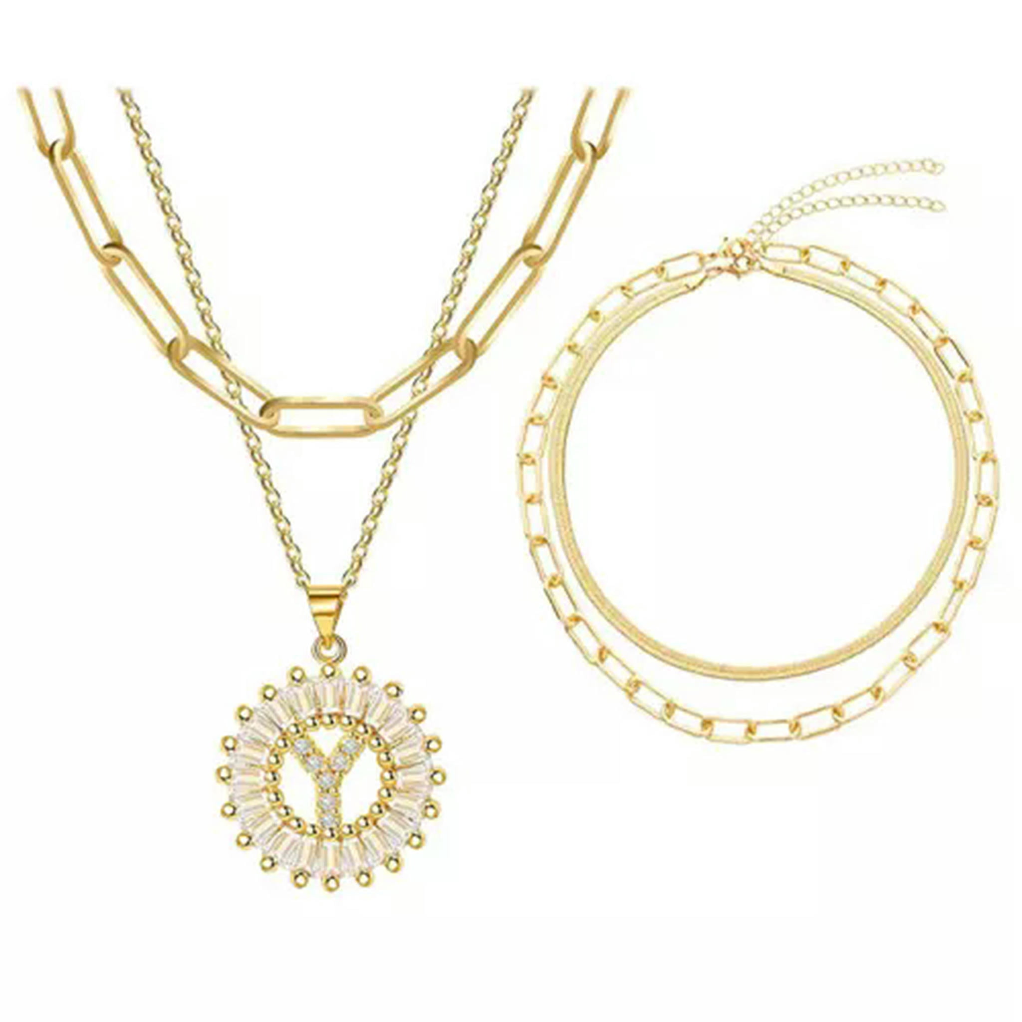 MATROOY 14K Gold Plated Initial Letter Dainty Layering Paperclip Chain ...