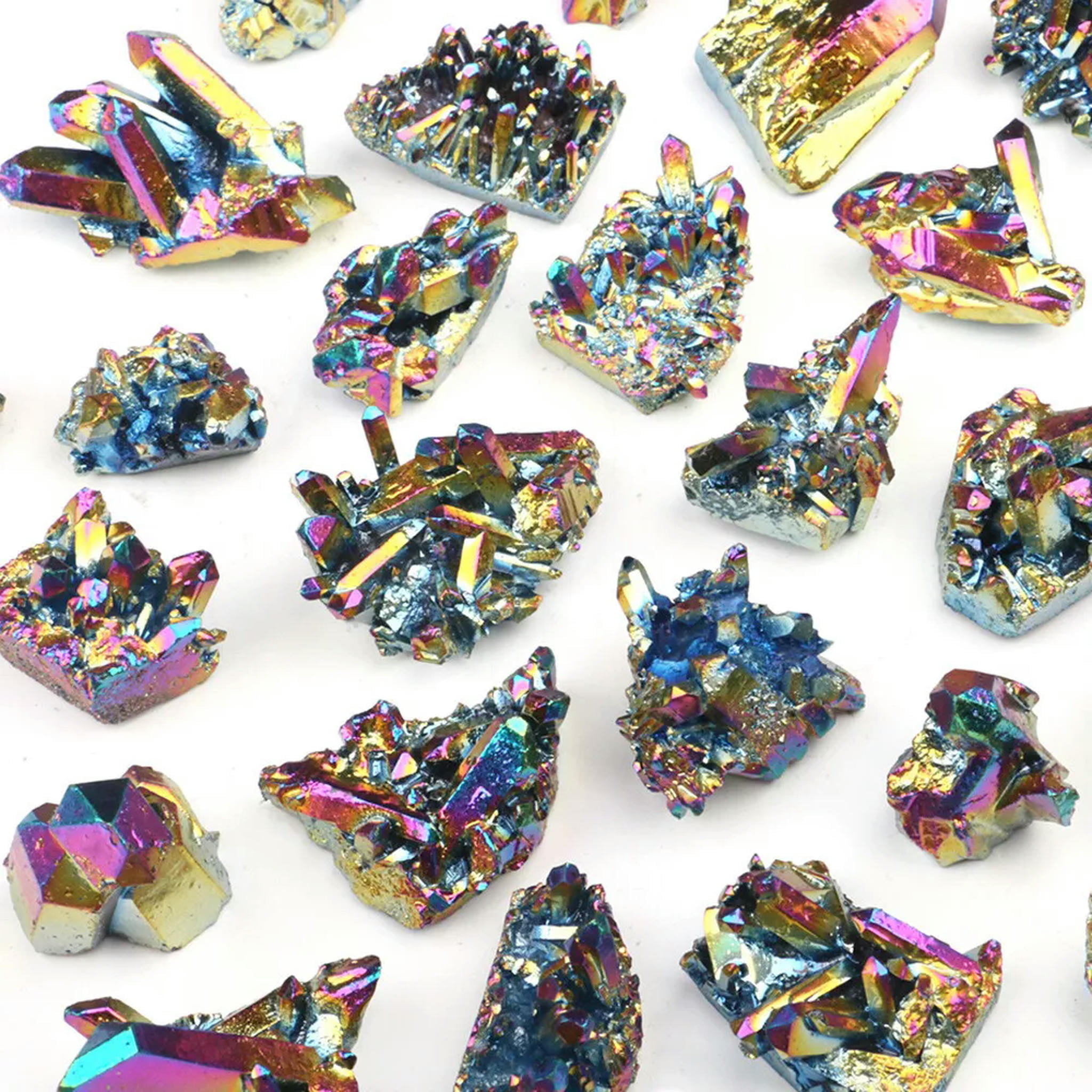 MATROOY 15g Natural Quartz Crystal Rainbow Titanium Cluster Mineral ...