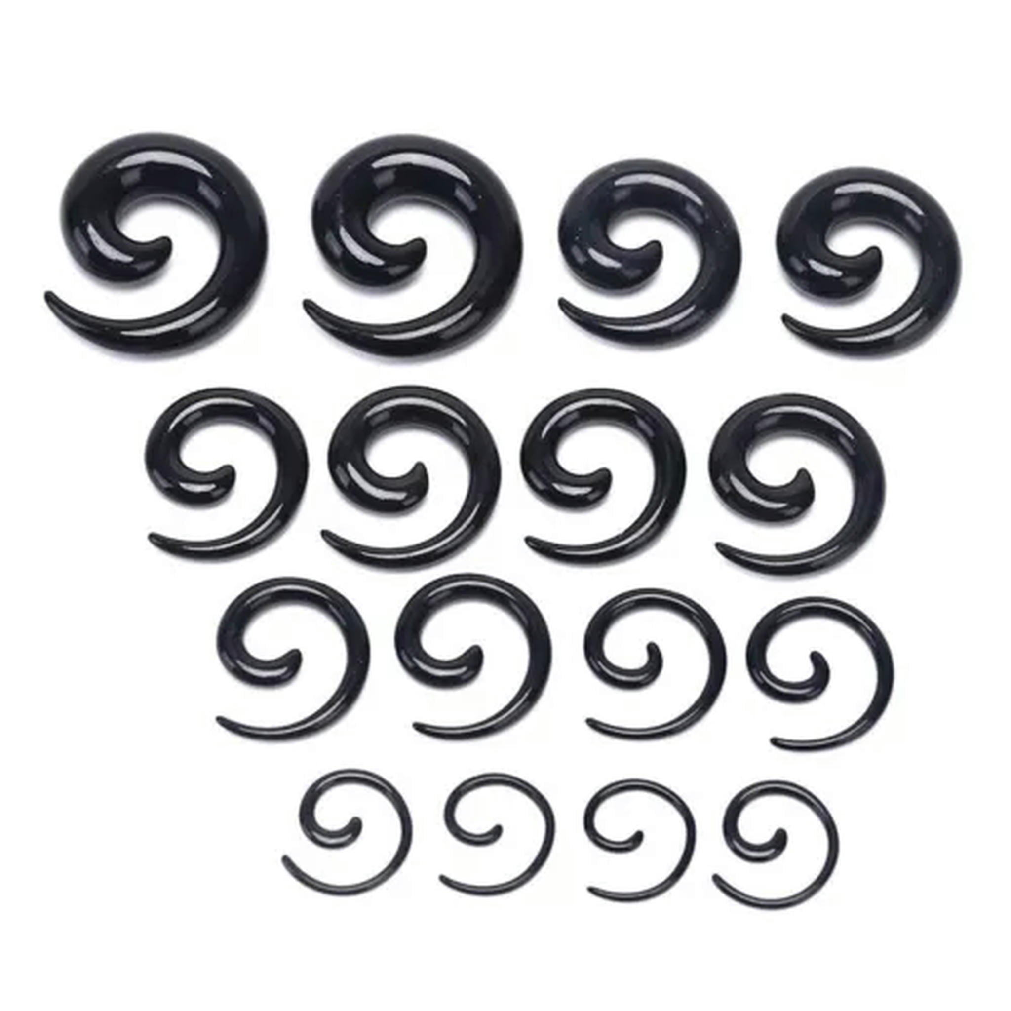 MATROOY 16Pcs/Set Spiral Taper Flesh Tunnel Ear Stretcher Expander Stretching Plug Sn S+-Black ...
