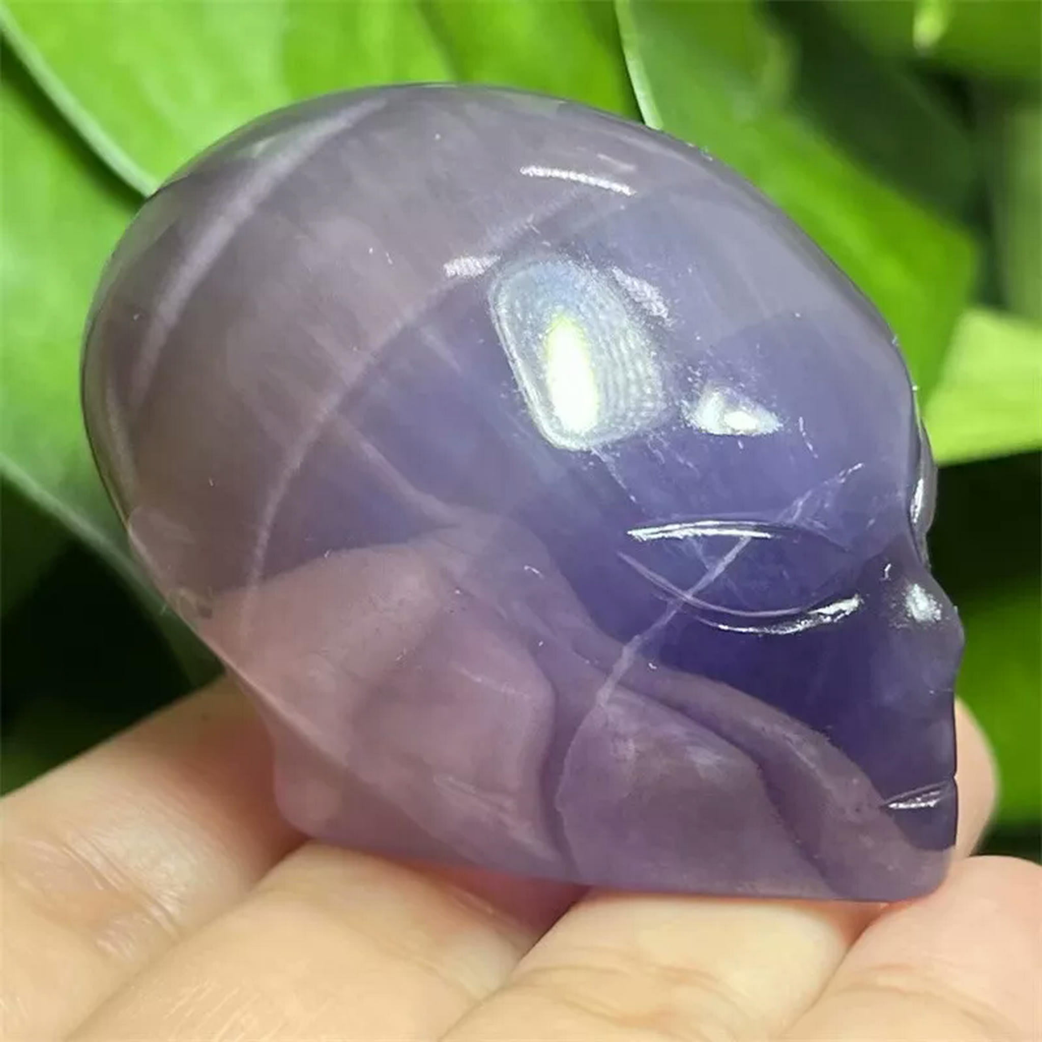MATROOY 2" Natural Fluorite alien skull quartz Crystal Healing carved ...