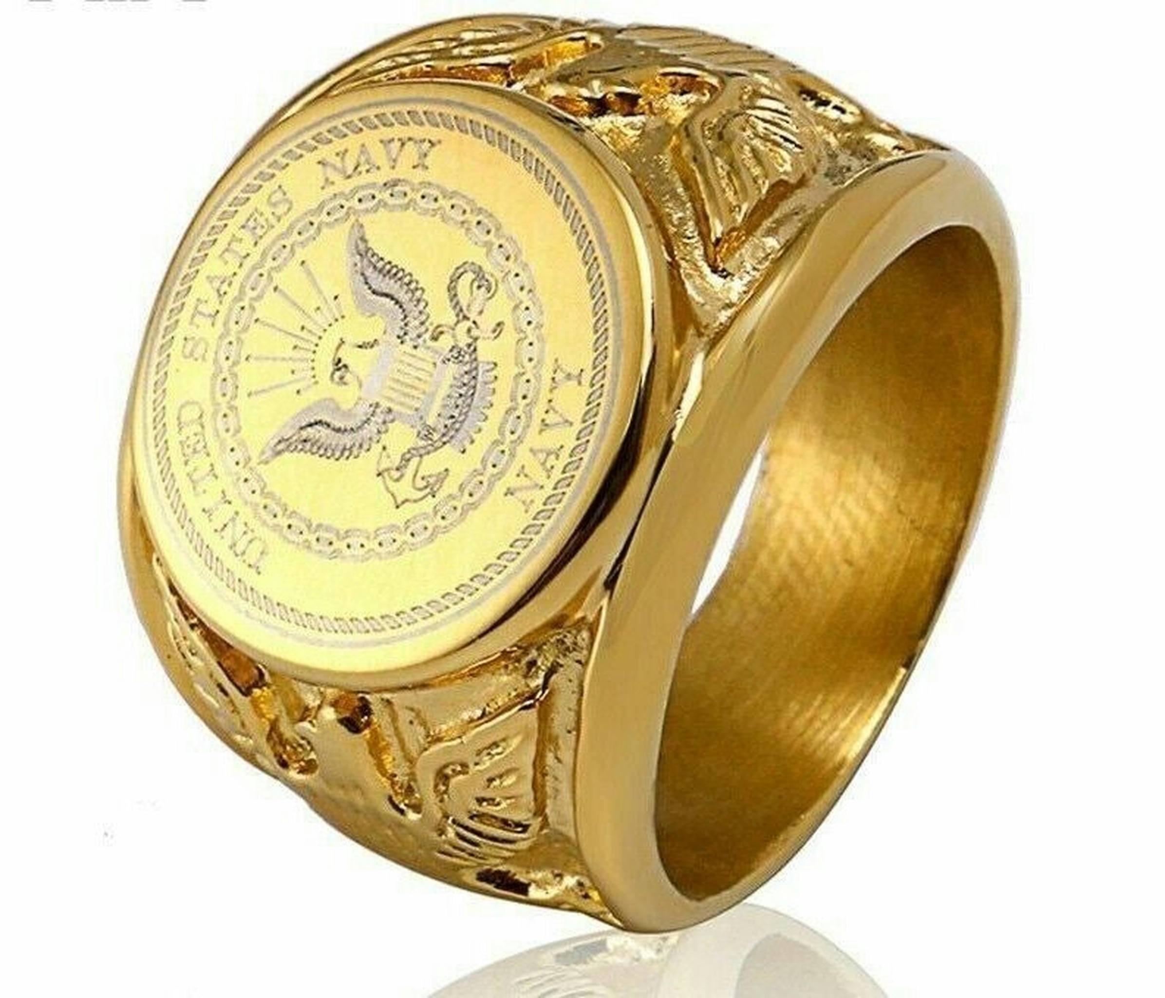 MATROOY 2024 Men Signe Army Ring Stainless Steel Gold Badge Eagle ...