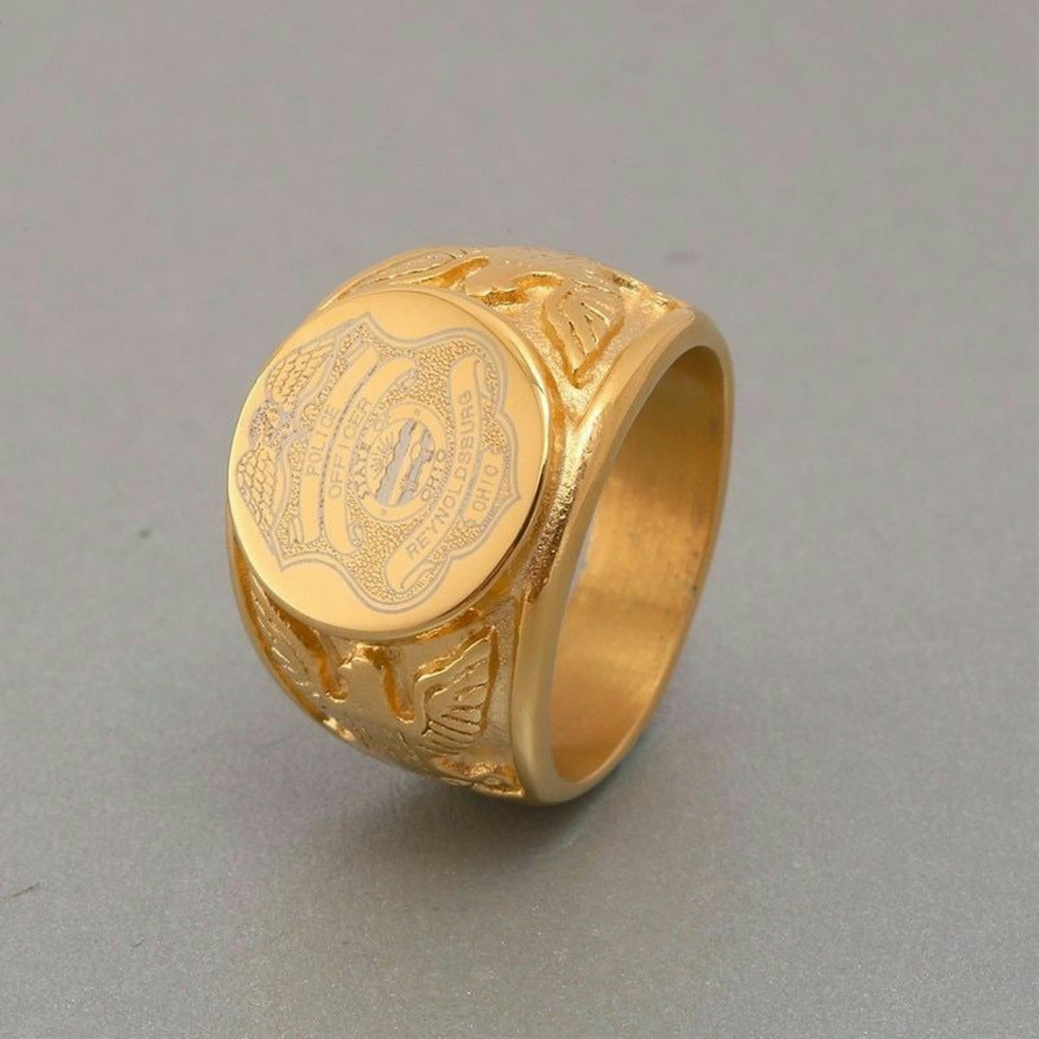 MATROOY 2024 Men Signe Army Ring Stainless Steel Gold Badge Eagle ...