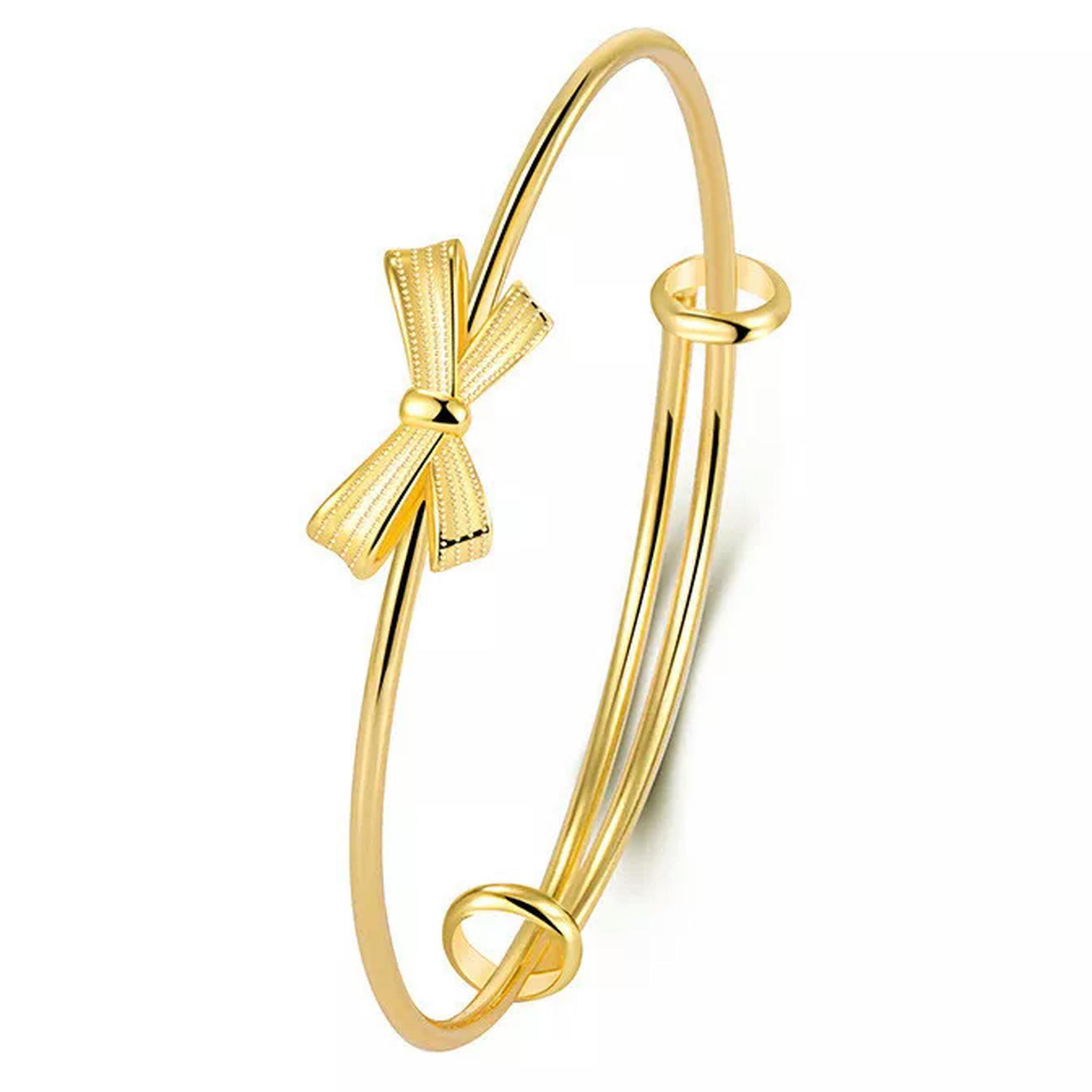 MATROOY 24K Yellow Gold Plated Adjustable Bow Bangle Bracelet Women ...