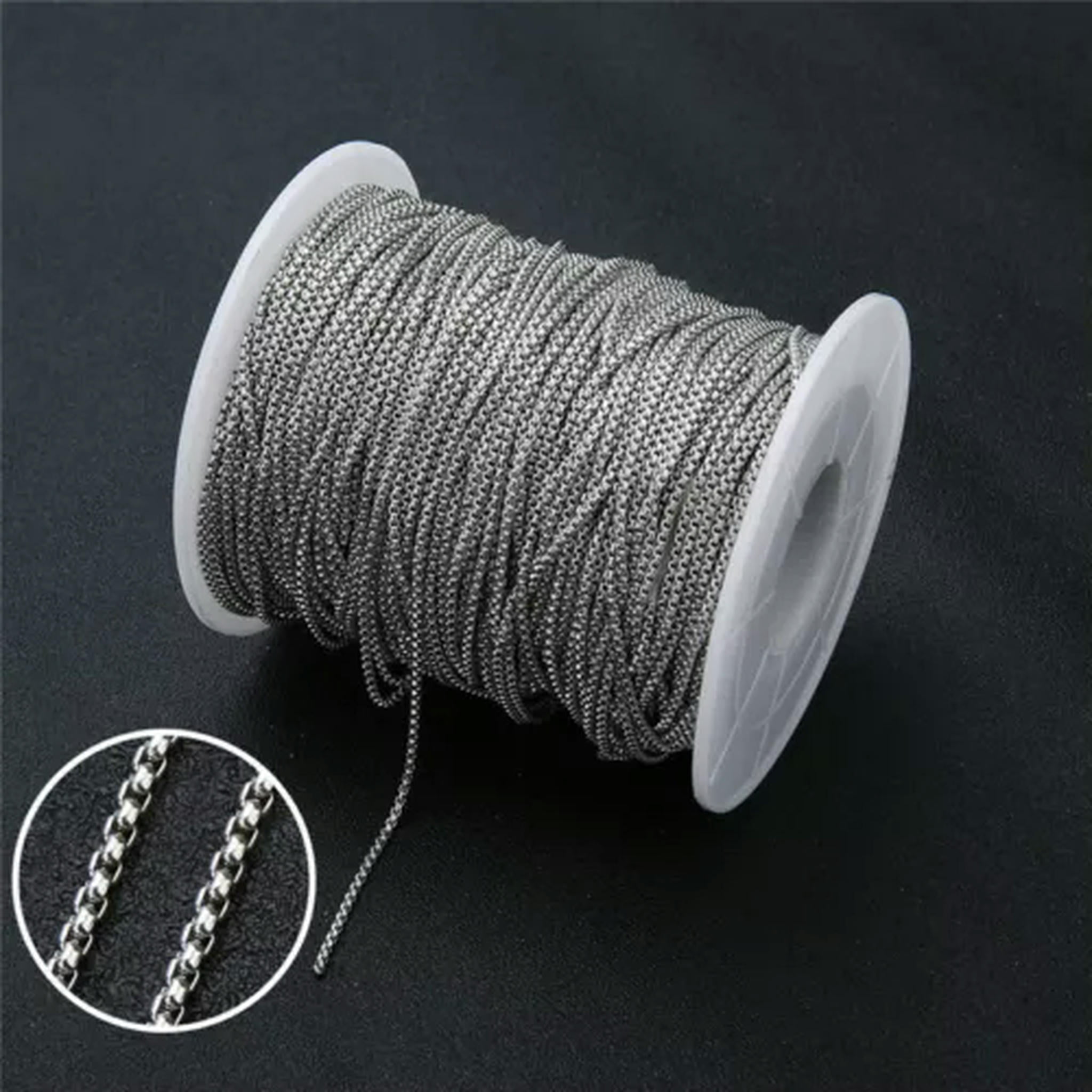 MATROOY 2M Stainless Steel Rolo Chains Bulk Metal Necklace Link Chain ...