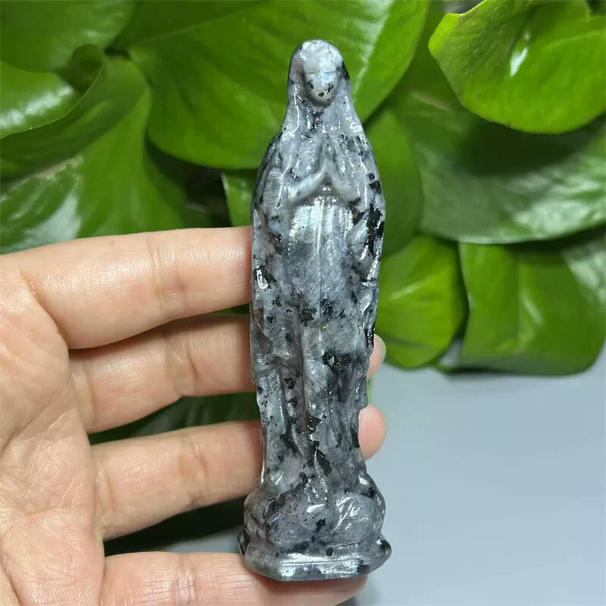 MATROOY 3.9" Natural Spectrolite Virgin Mary Quartz Skull Crystal Skull ...