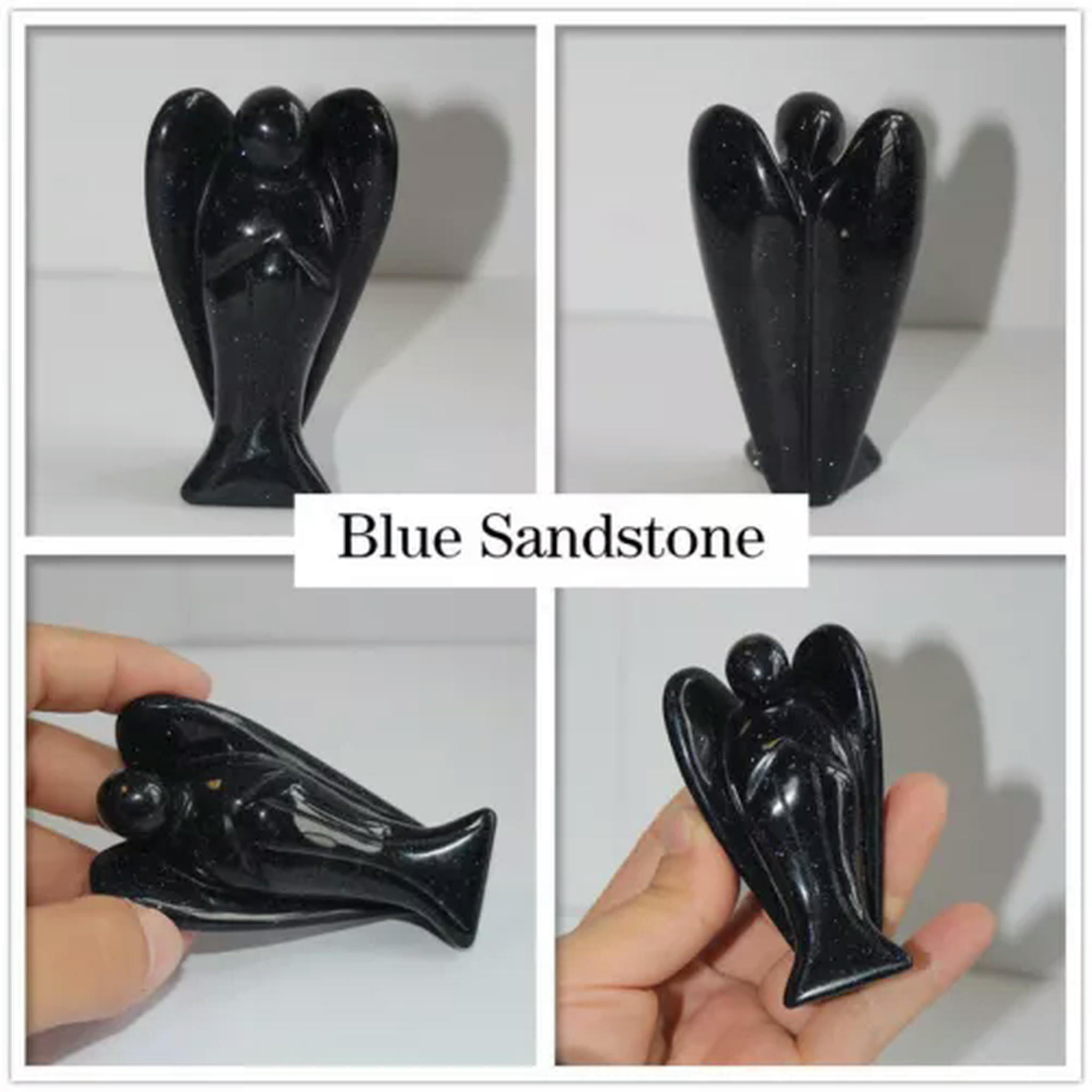 MATROOY 3" Carved Gems Crystal Guardian Angel Figurine Amulet Healing ...